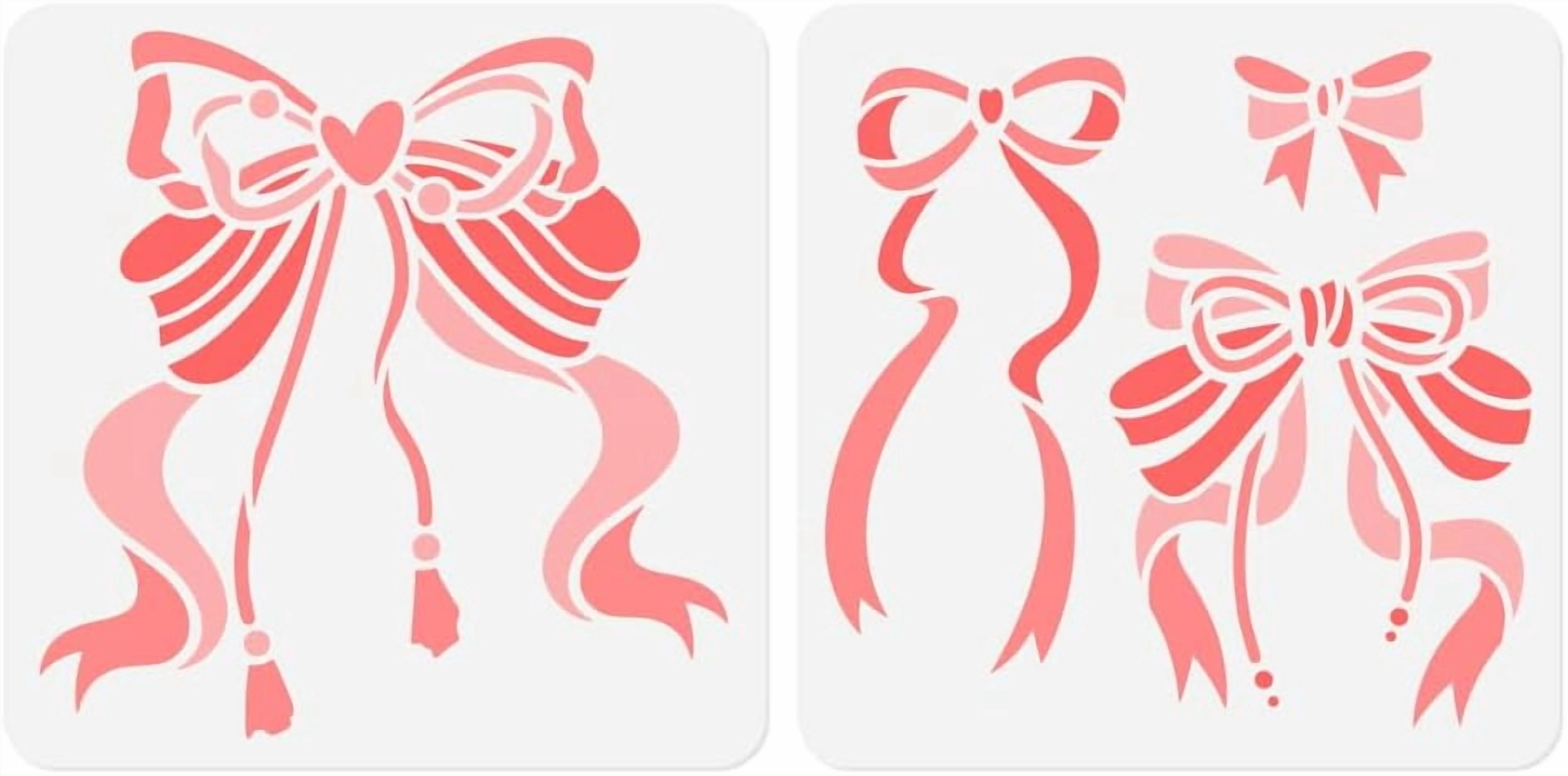 2 Pack Silk Bow Stencils for Painting on Wall 11.8 x 11.8 Inch Reusable ...