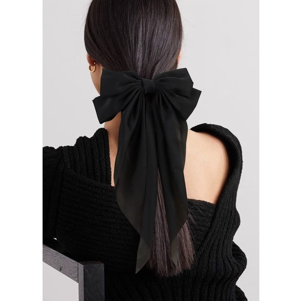 2 Pack Silky Satin Hair Bows,Big Hair Bows for Women Hair Ribbons ...