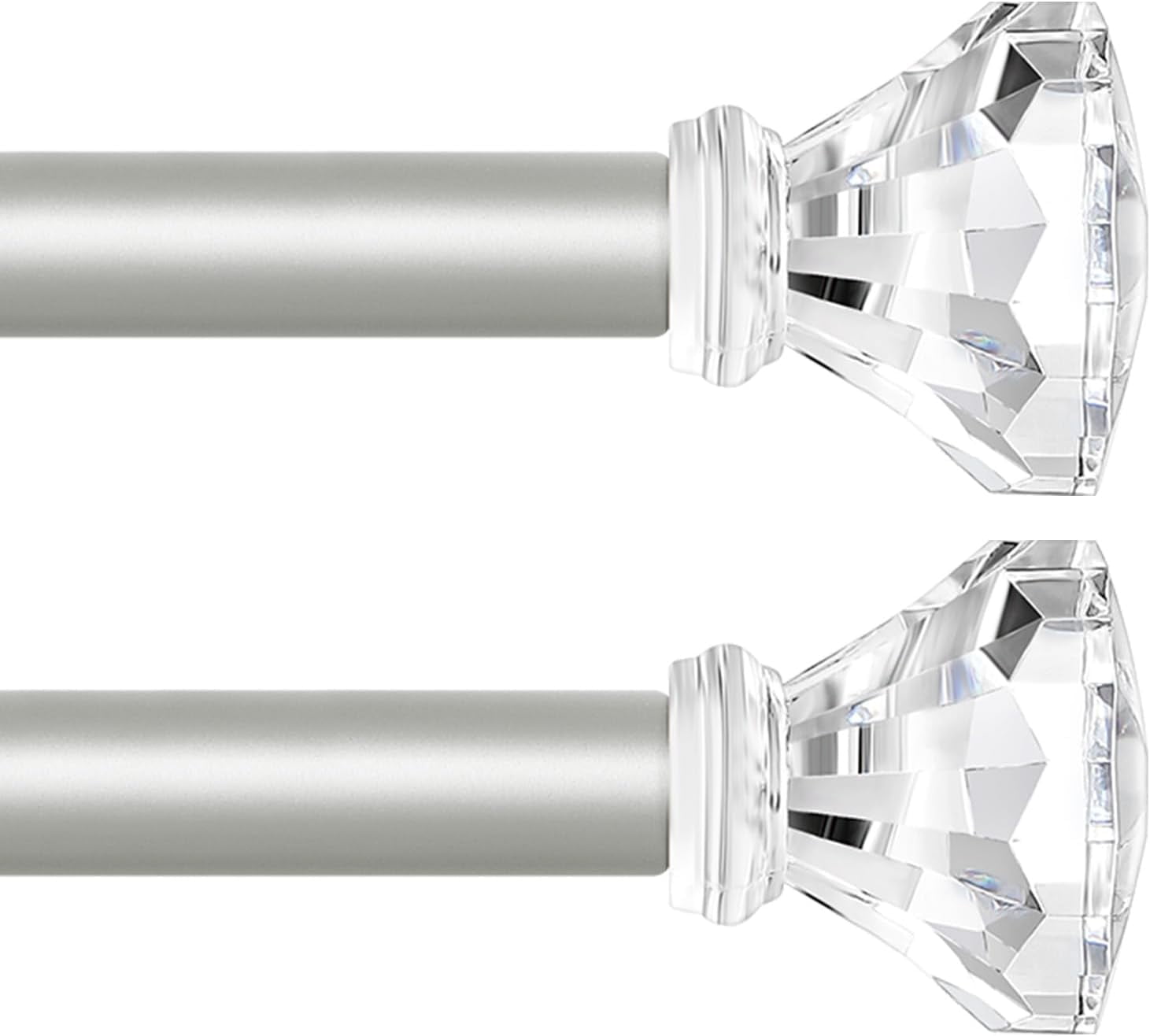 2 Pack Silver Curtain Rods 28 To 48 Inch 3/4 Inch Adjustable Curtain ...