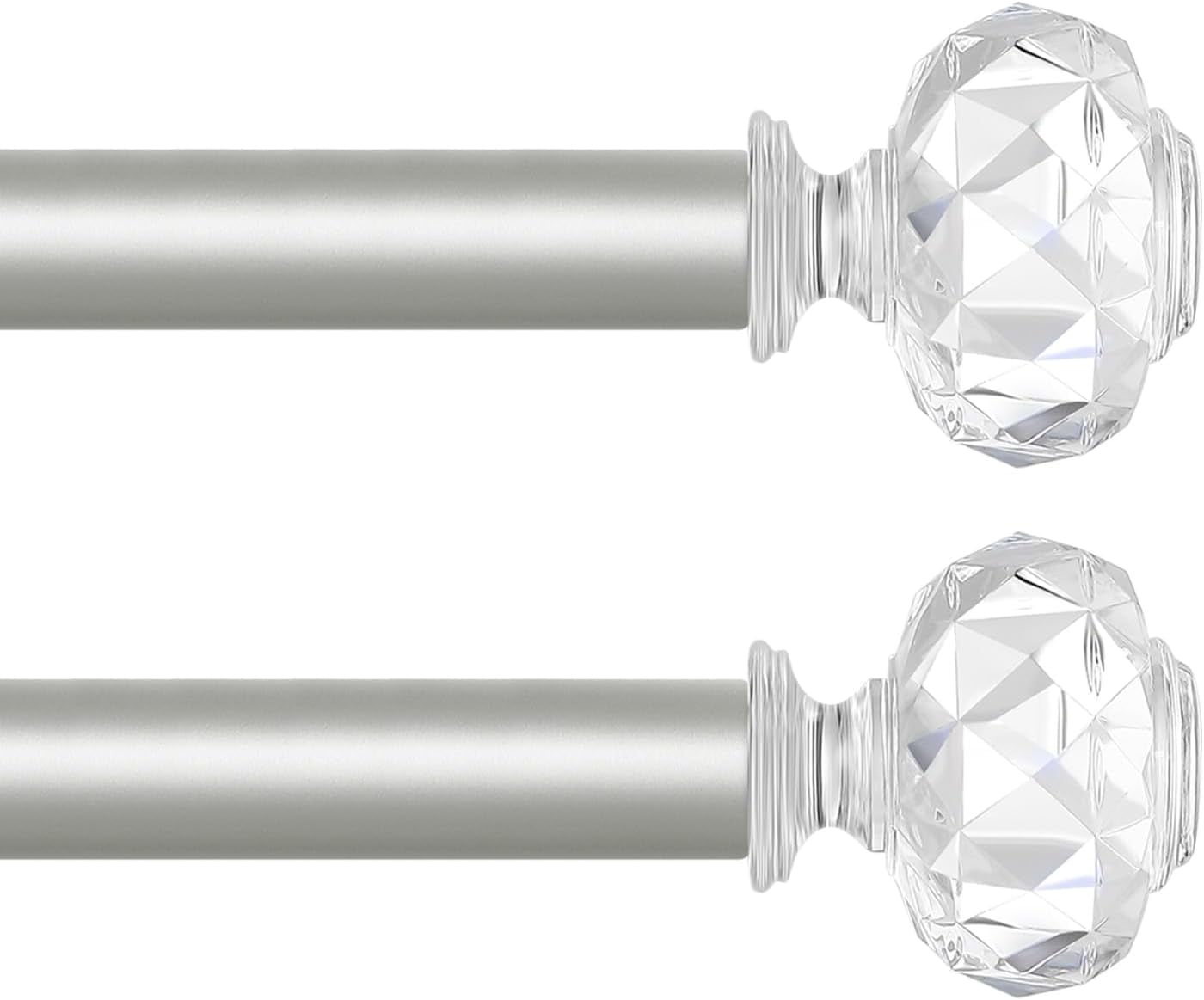 2 Pack Silver Curtain Rods 48 To 84 Inch, 1 Inch Curtain Rod Set, Heavy ...