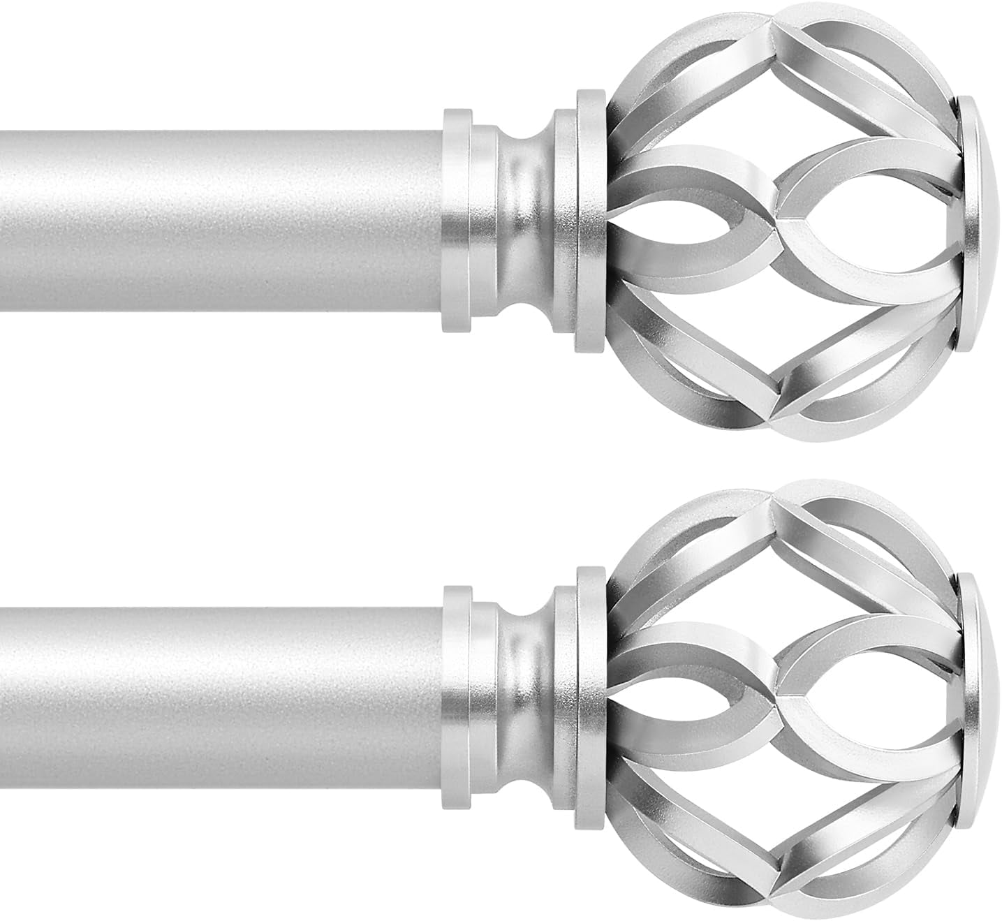 2 Pack Silver Curtain Rods for Windows 28 to 48 Inch(2.3-4Ft), 1 Inch ...