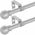 2 Pack Silver Curtain Rods for windows 32 to 48 inch, 5/8 inch Splicing ...