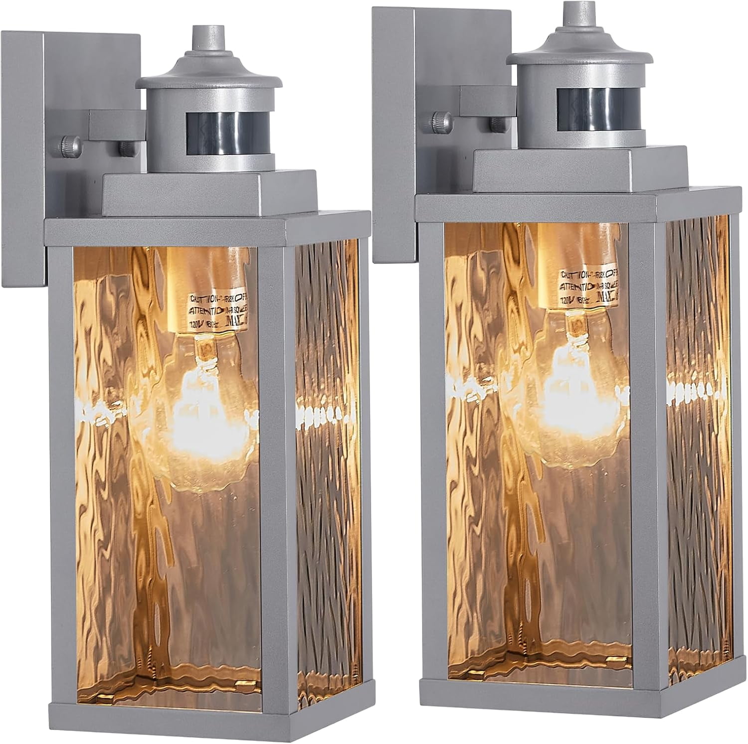 2 Pack Silver Motion Sensor Outdoor Wall Lights,Updated Dusk to Dawn ...