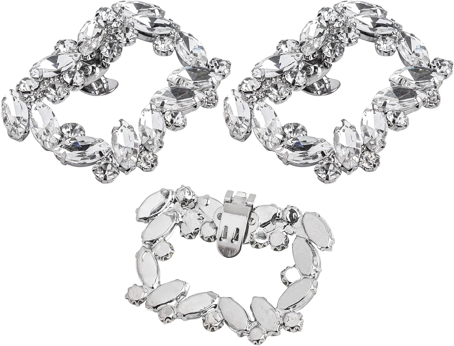 2 Pack Silver Rhinestone Shoe Clips Removable Shoe Clip Crystal ...