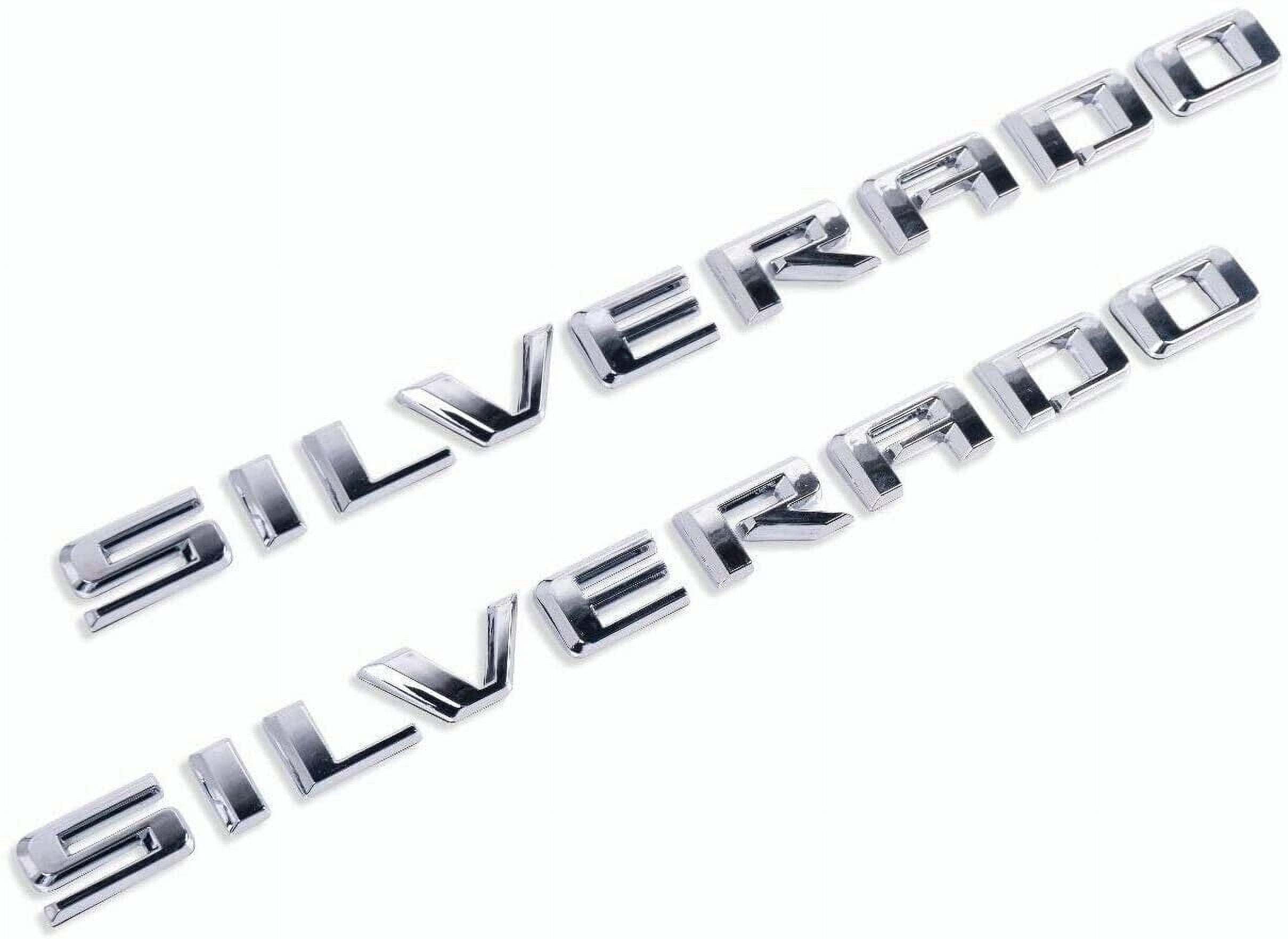 2 Pack Silverado Emblems 3D Front Fender Logo Letters Badges Nameplate ...