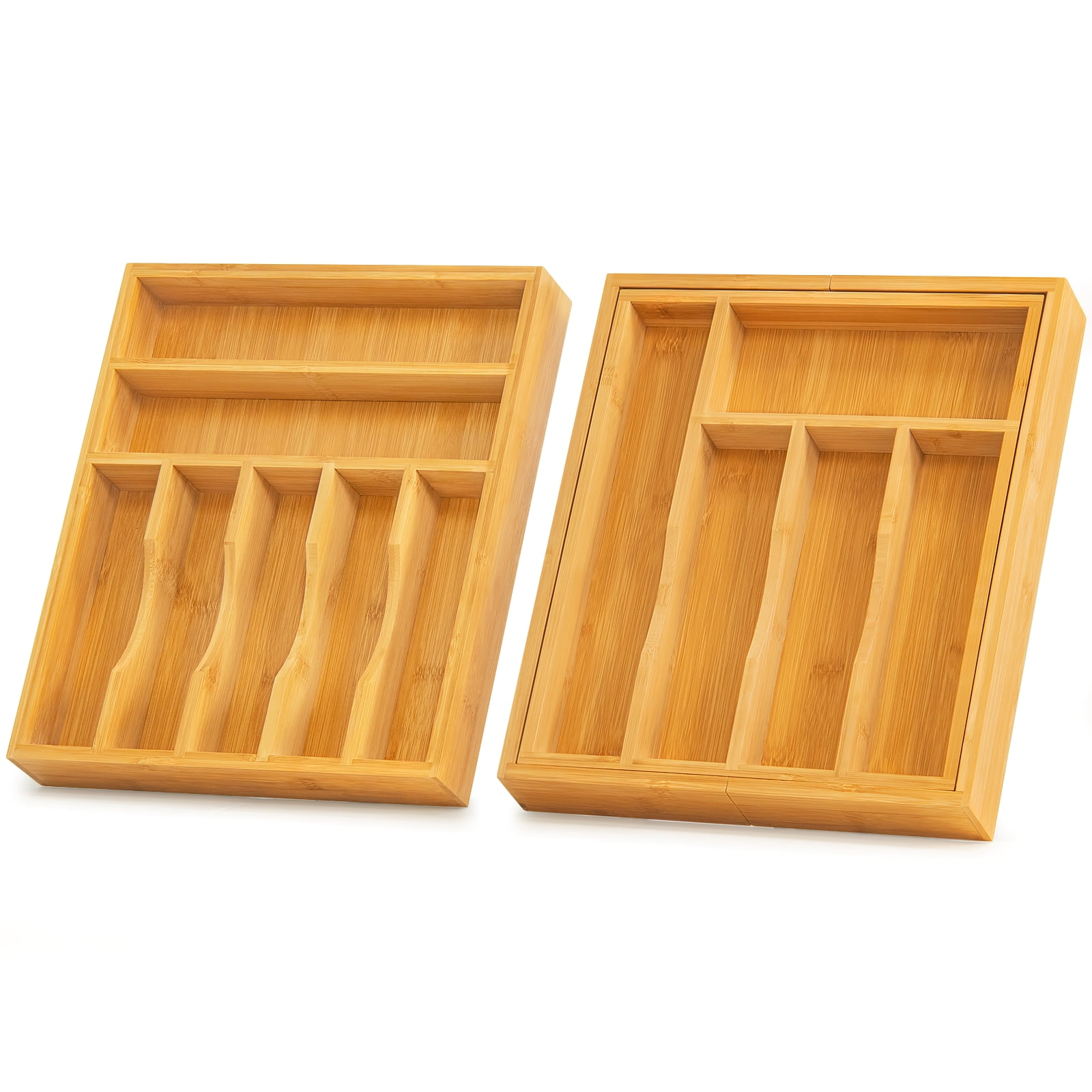 2-Pack Draw Organizer, Bamboo Expandable Kitchen Utensil Holder, Large ...