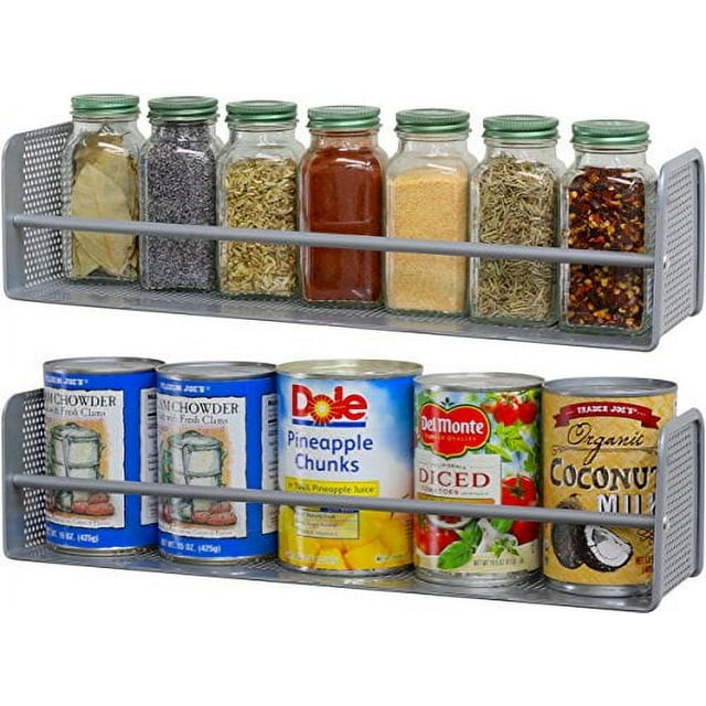 2 Pack - SimpleHouseware Wall Mounted Spice Rack, Silver - Walmart.com