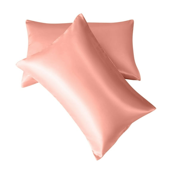 2-Pack Simulated Silk Satin Solid Color Pillowcases, Watermelon Red ...