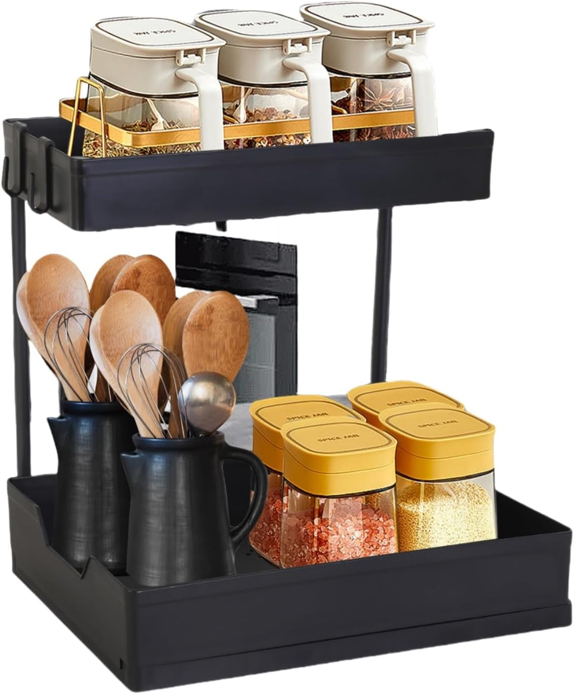 2 Pack Under Sink Organizers and Storage, 2 Tier L-Shape Multi-Purpose ...