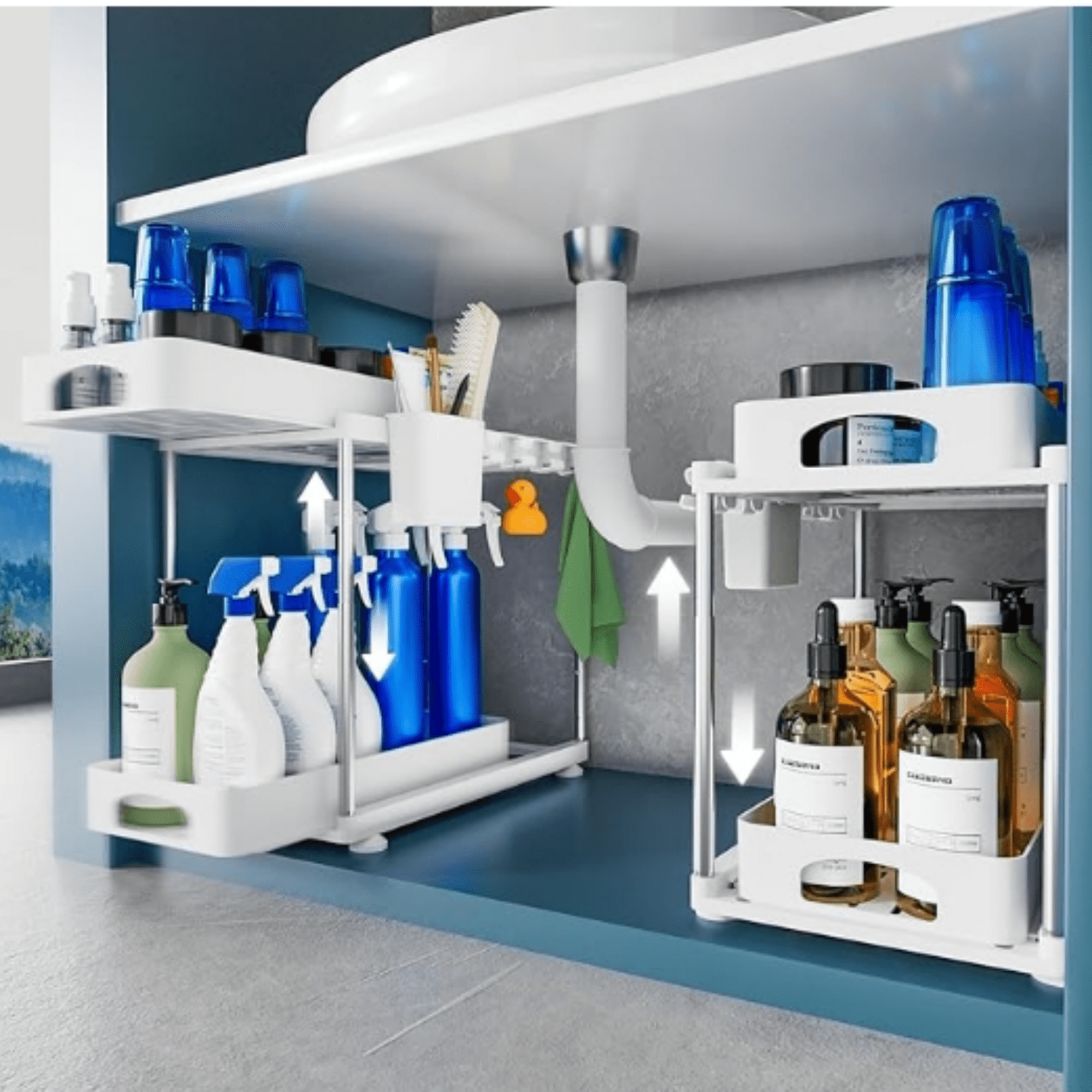 2 Pack Under Sink Organizers and Storage, Double Sliding Kitchen ...