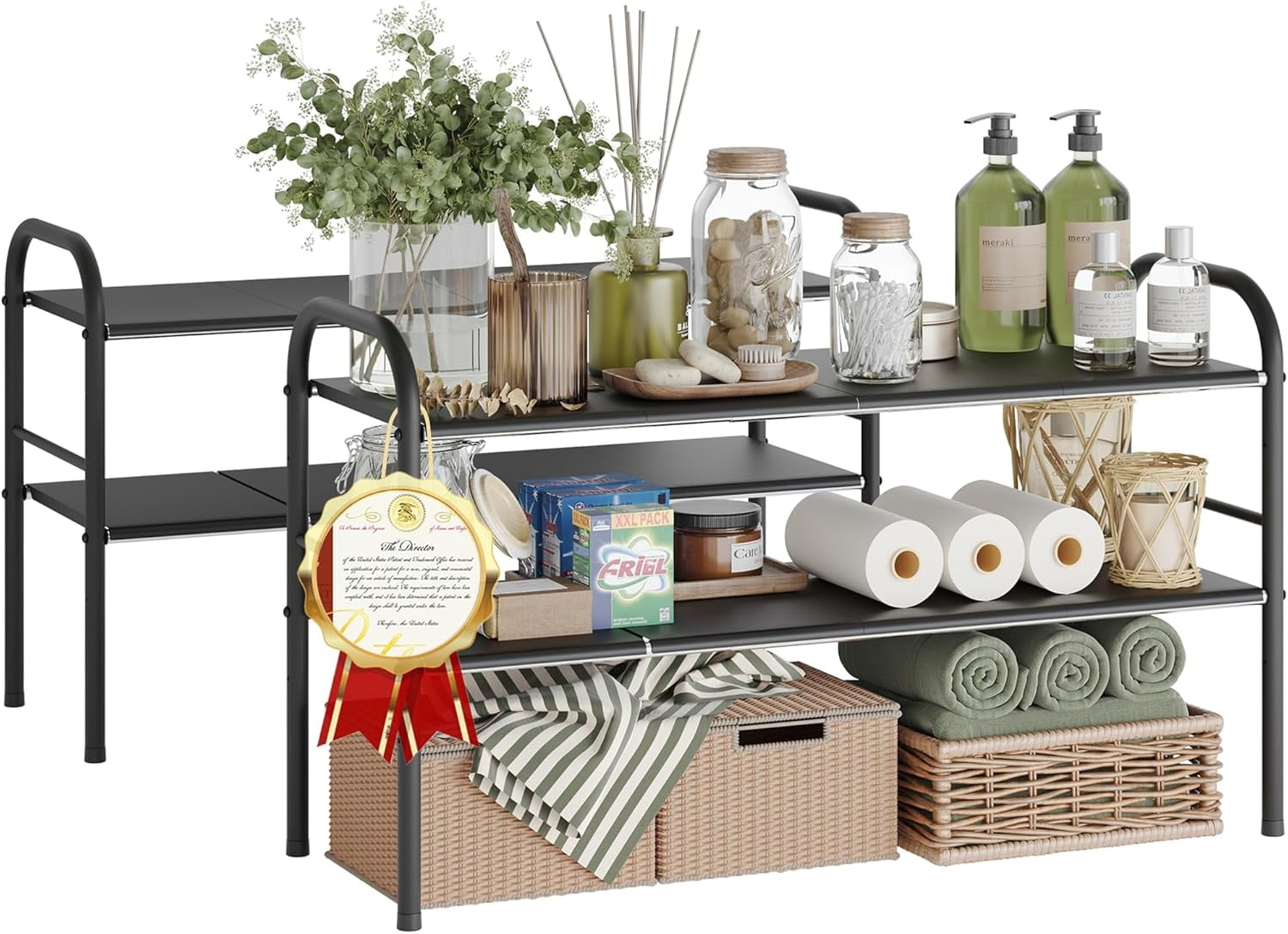 2 Pack Under Sink Organizers and Storage, Expandable Under Cabinet ...