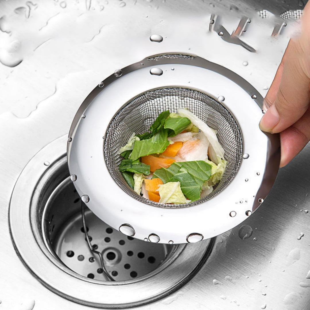 2-Pack Sink Strainers, Stainless Steel Snap-On Lid Sink Catcher with ...