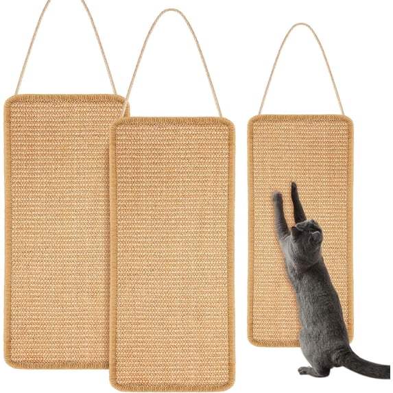 2 Pack Sisal Door Cat Scratching Mat Double Use Hanging Scratcher Wall ...