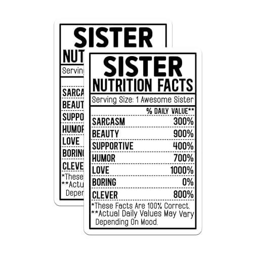 (2 Pack) Sister Nutrition Facts Magnets - Humor Magnets - Funny Kitchen ...