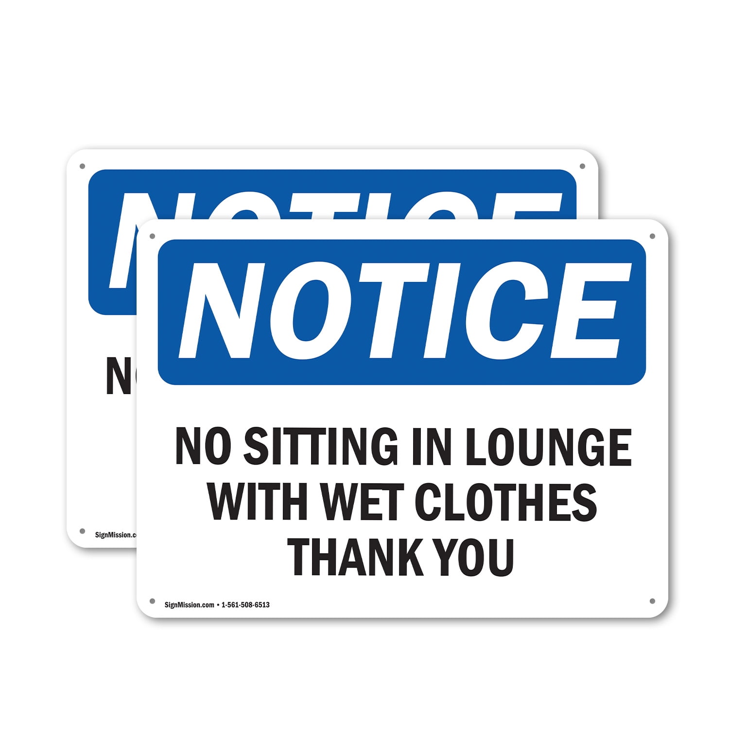 (2 Pack) No Sitting In Lounge With Wet Clothes Thank You OSHA Notice ...