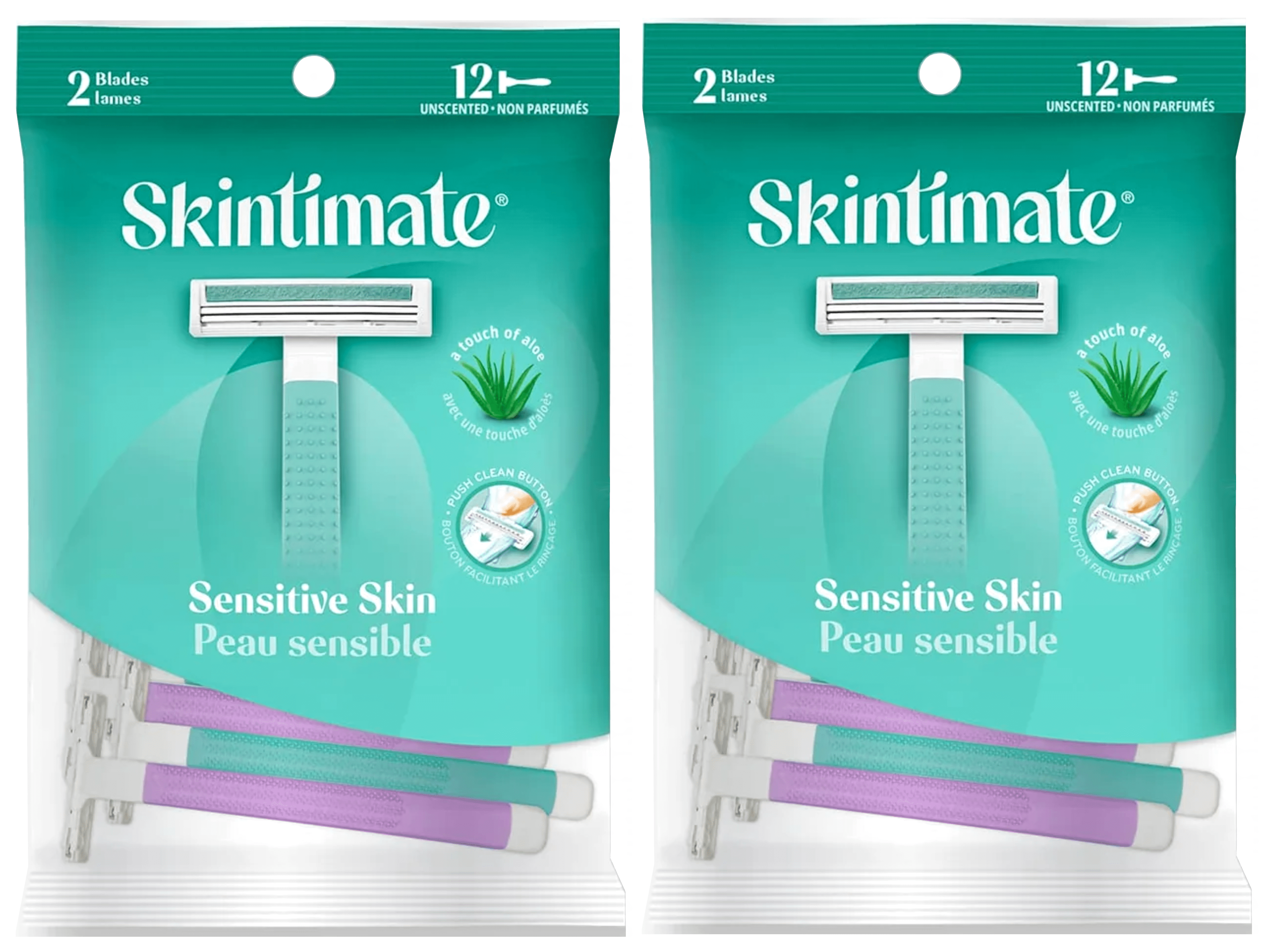 2 Pack - Skintimate Twin Blade Women's Disposable Razors, 12 Ct ...