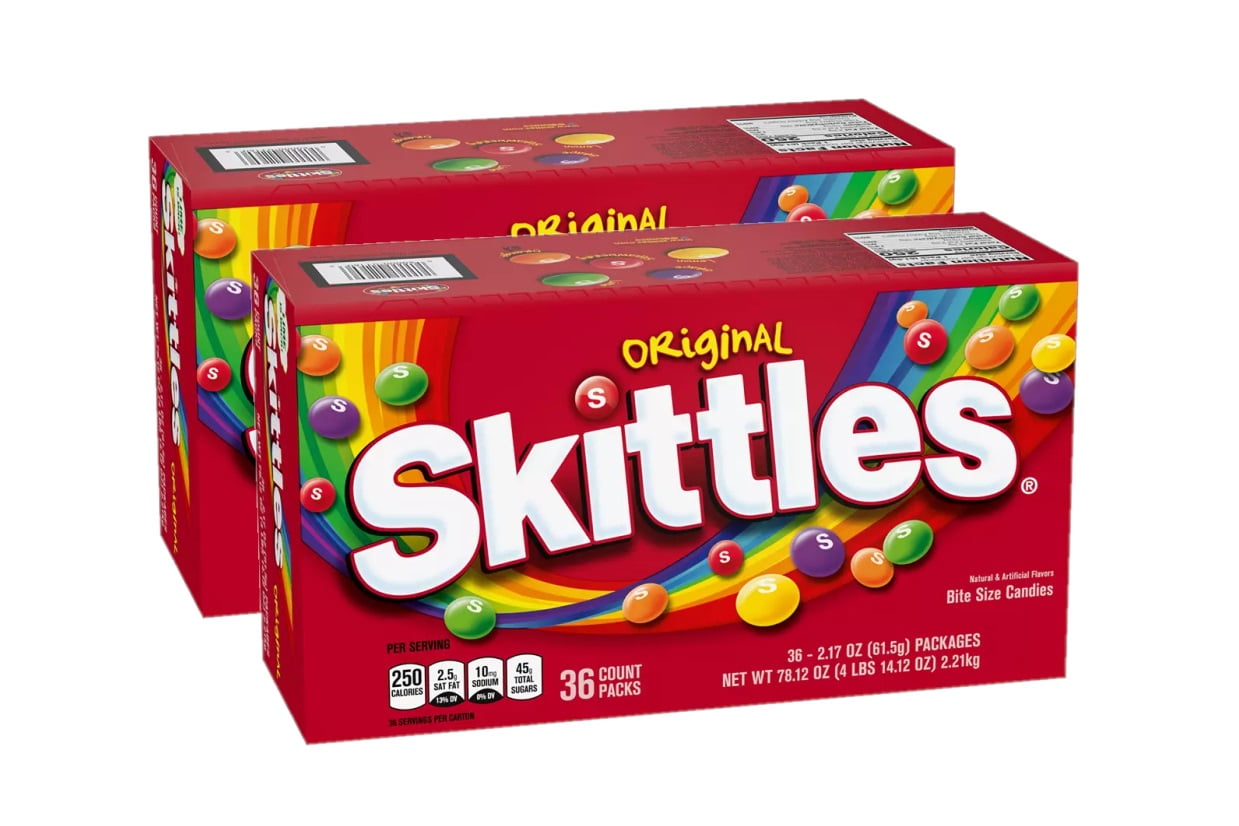 2 Pack | Skittles Original Full Size Fruity Chewy Candy 2.17 oz, 36 ...