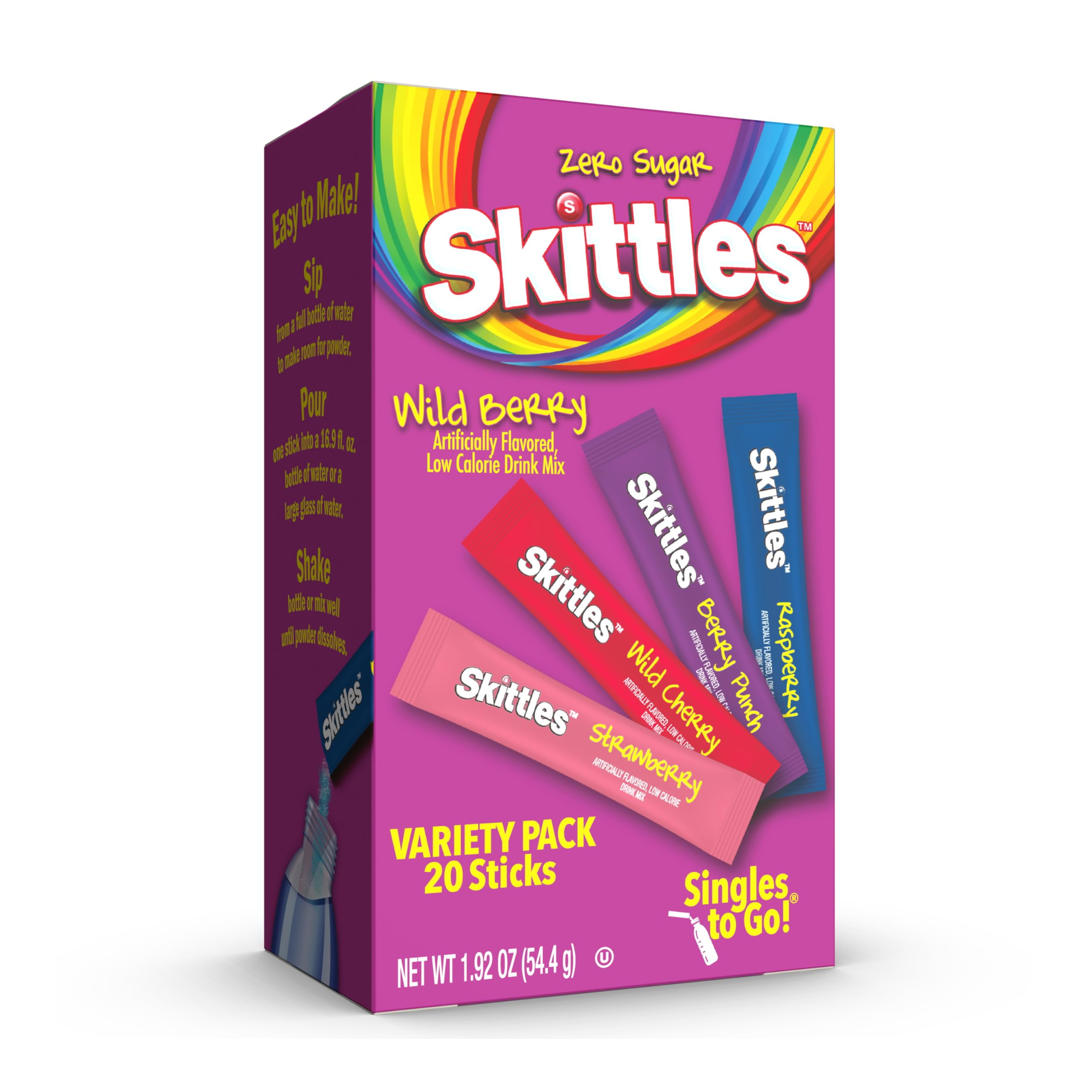 2 Pack-Skittles Singles To Go Variety Pack, Watertok Powdered Drink Mix ...
