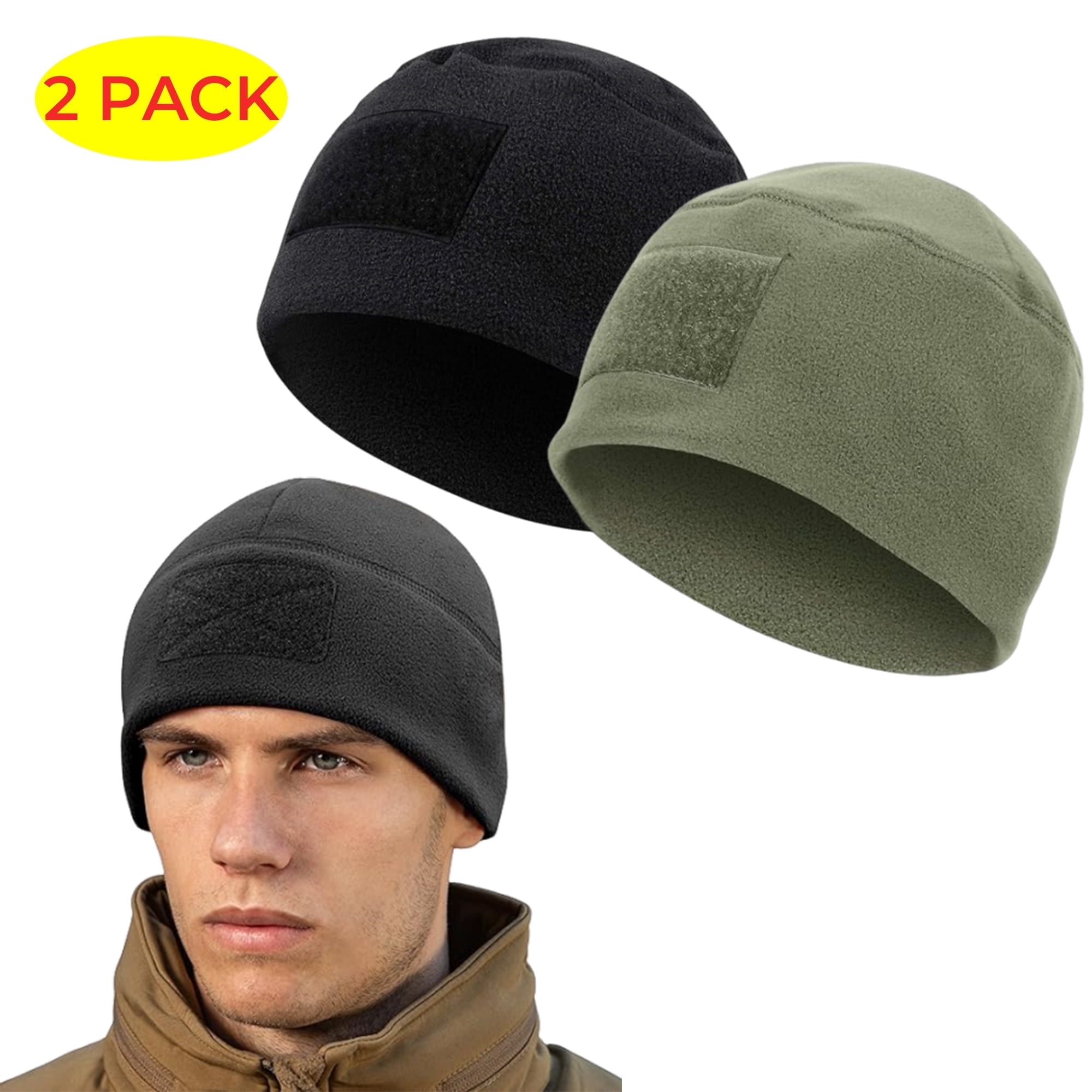 2 Pack Skull Cap for Men Beanies Hat for Winter Fleece Skull Cap ...