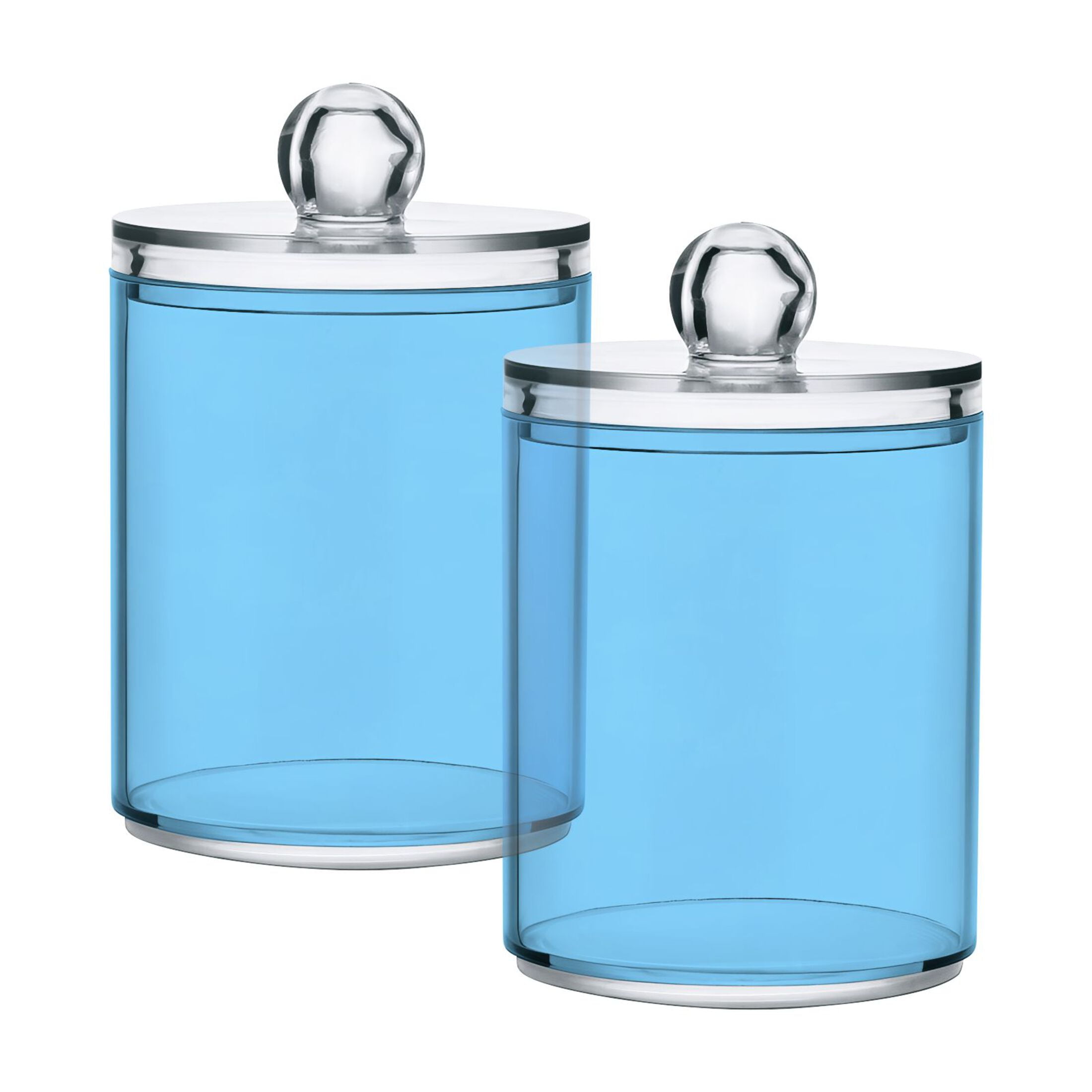 2 Pack Sky Blue Qtip Holder Dispenser Clear Plastic Storage Apothecary ...