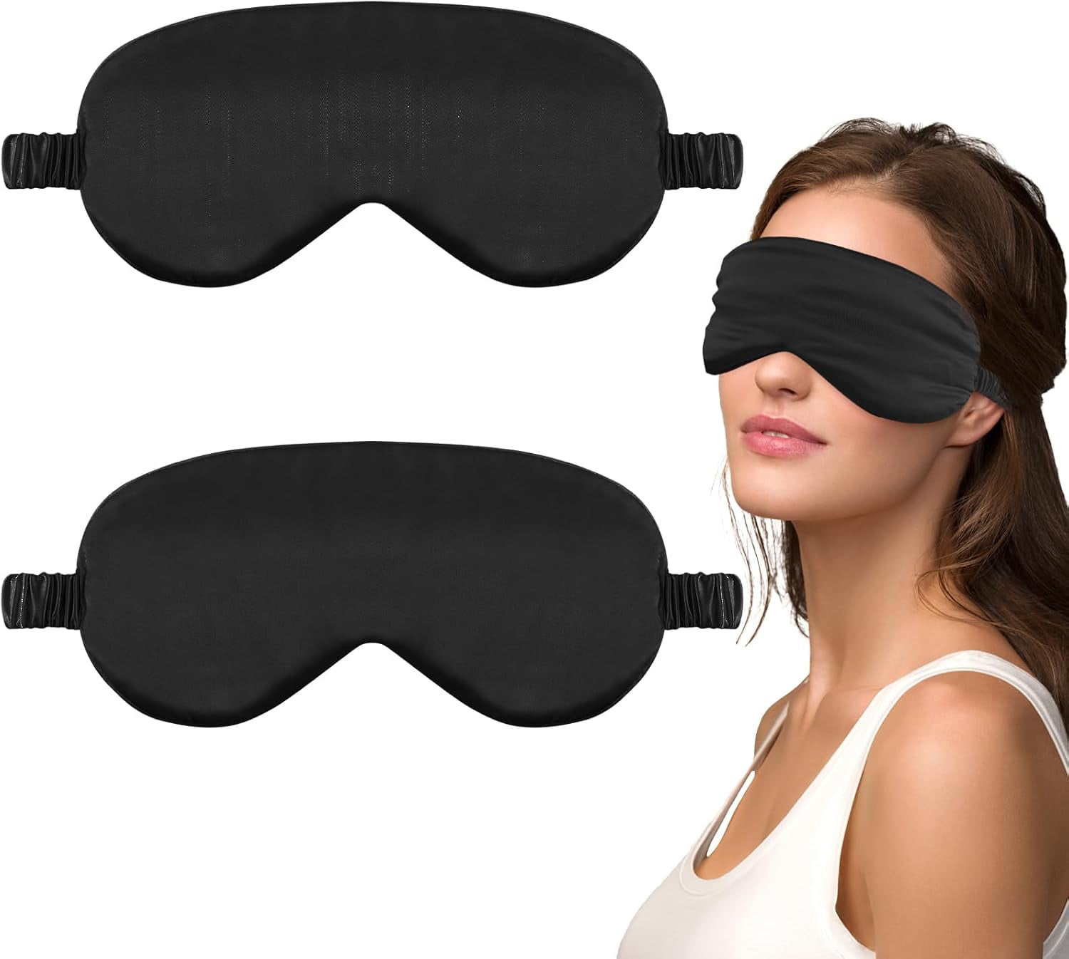 2 Pack Sleep Masks Soft Silk Satin Travel Light Blocking Eye Mask ...