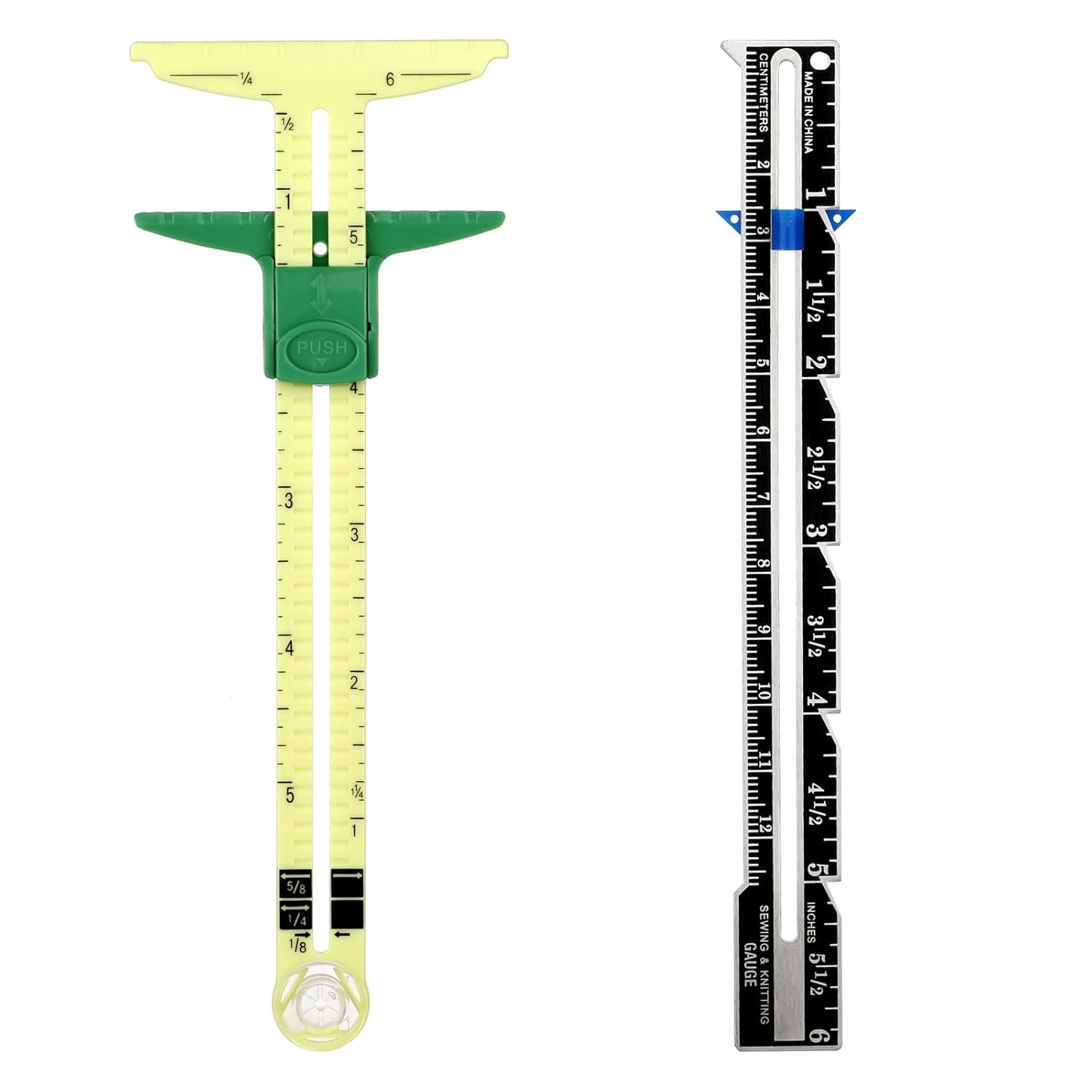 2 Pack Sliding Gauge Measuring Sewing Tool, 5-in-1 Sliding Gauge ...