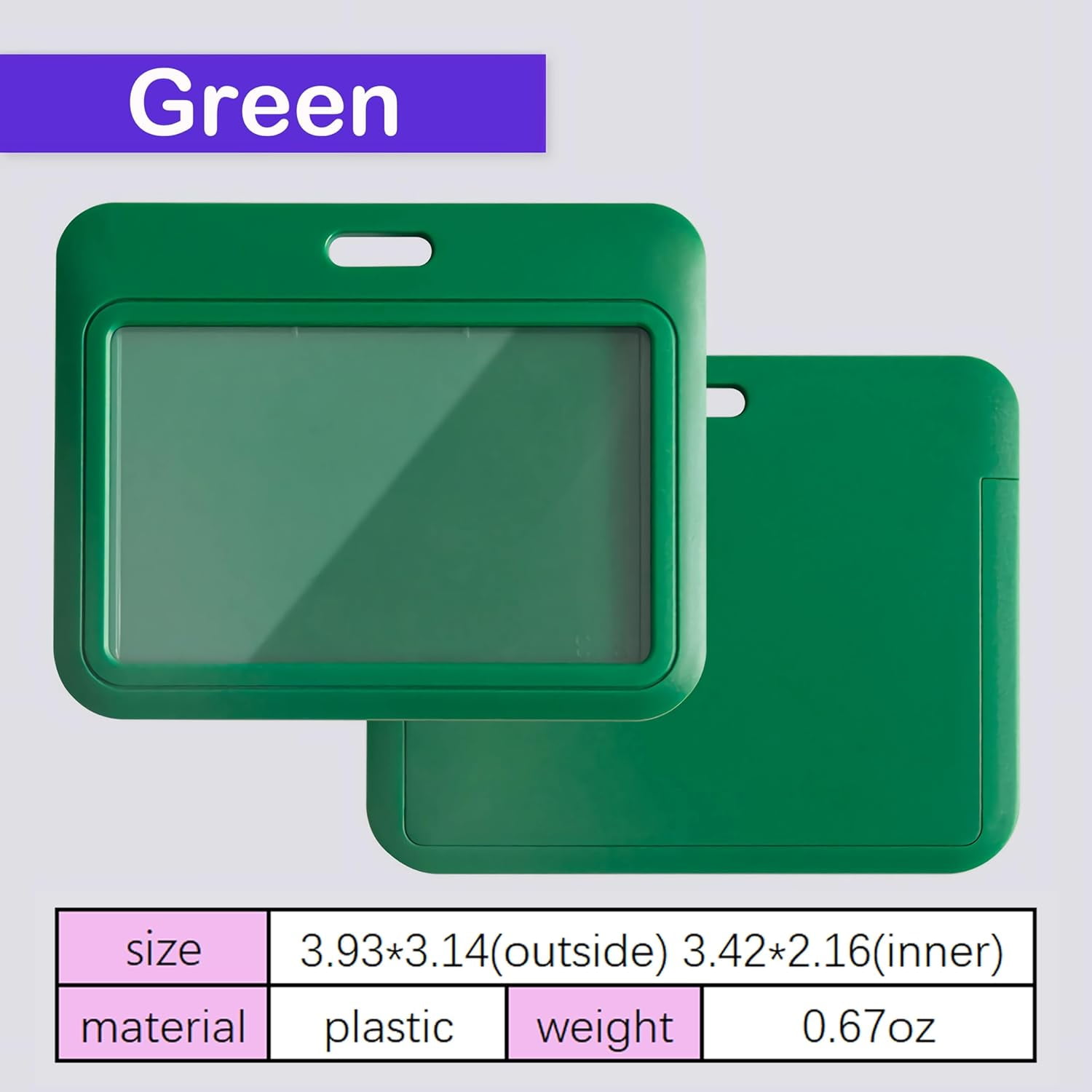 2 Pack Sliding Horizontal Id Badge Holder With Clear Window Green Id ...