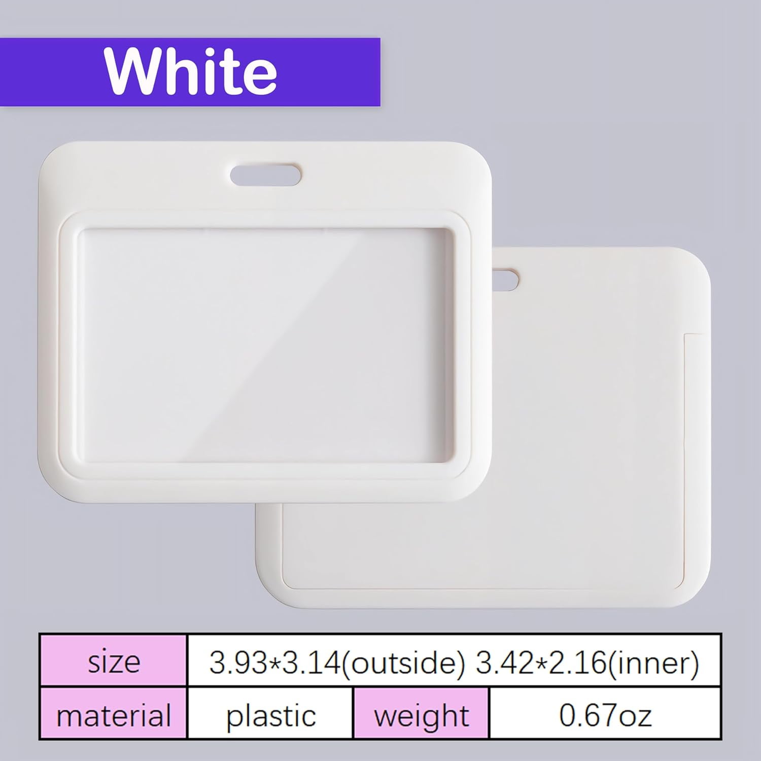 2 Pack Sliding Horizontal Id Badge Holder With Clear Window White Id ...