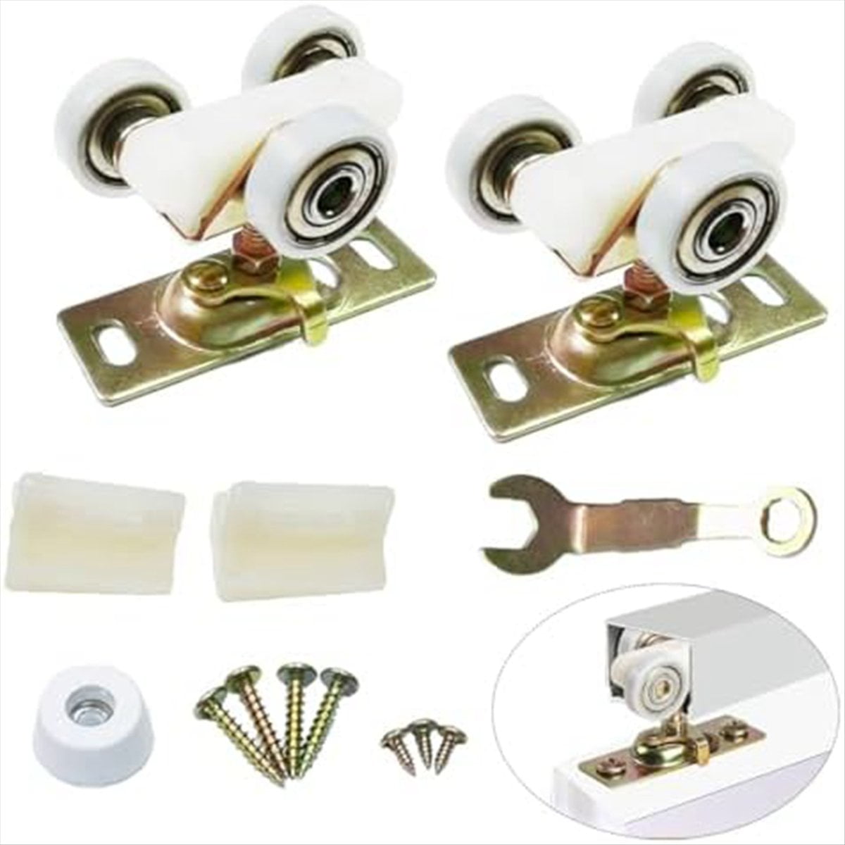 2 Pack Sliding Pocket Door Hardware Top Hanger Rollers Wheels Assembly ...