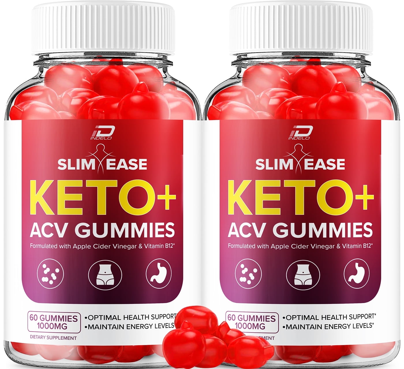 (2 Pack) Slim Ease Keto ACV Gummies - Slim Ease Apple Cider Vinegar ...