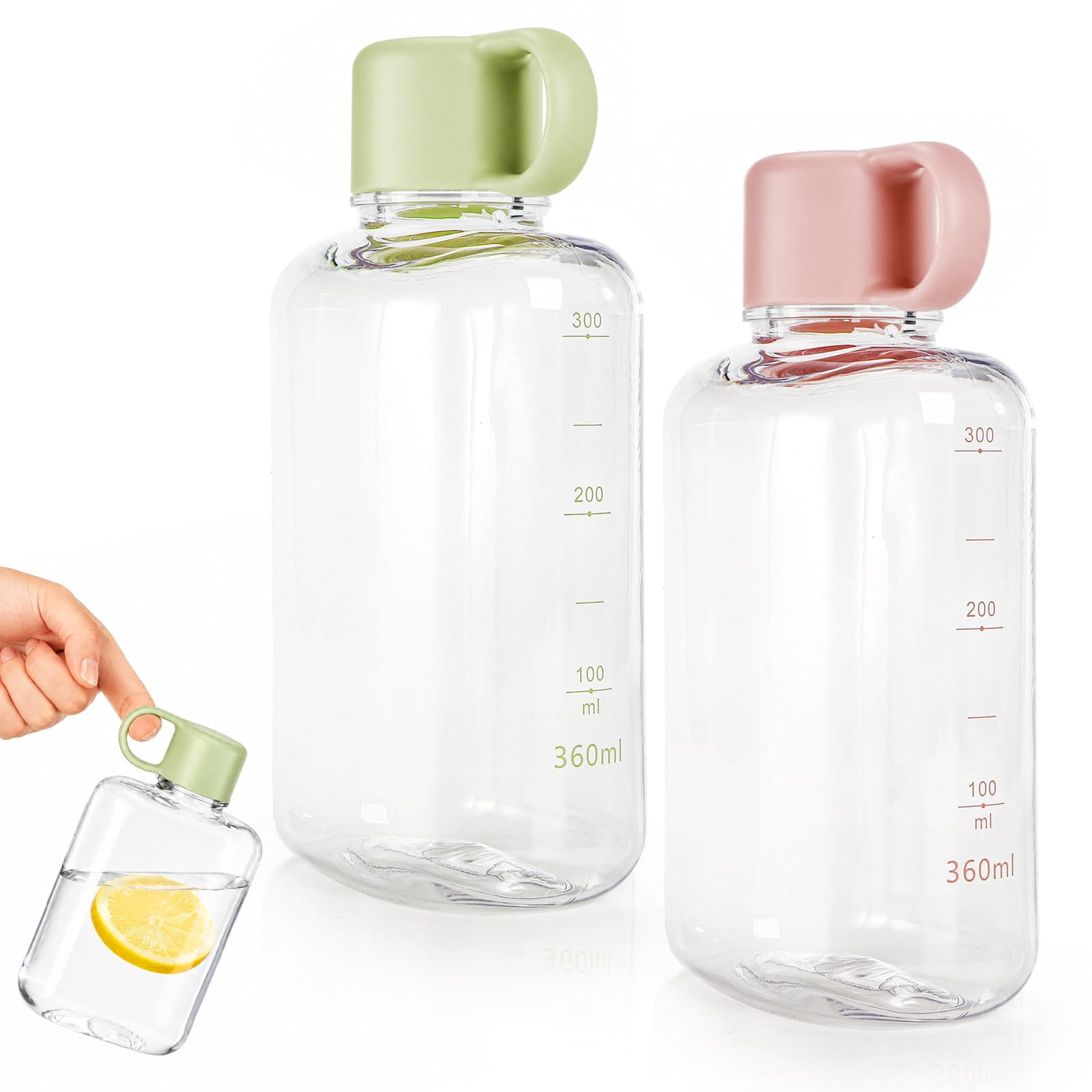 2 Pack Slim Flat Water Bottle 12 Oz BPA Free Travel Flask for Gym ...