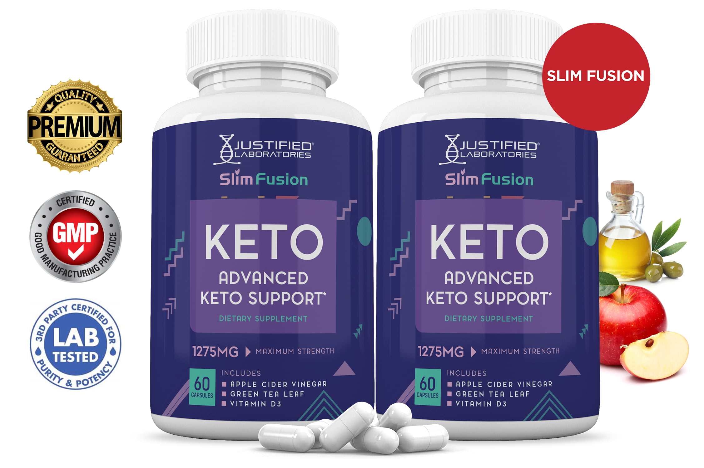 (2 Pack) Slim Fusion Keto ACV Pills 1275mg Alternative to Gummies ...