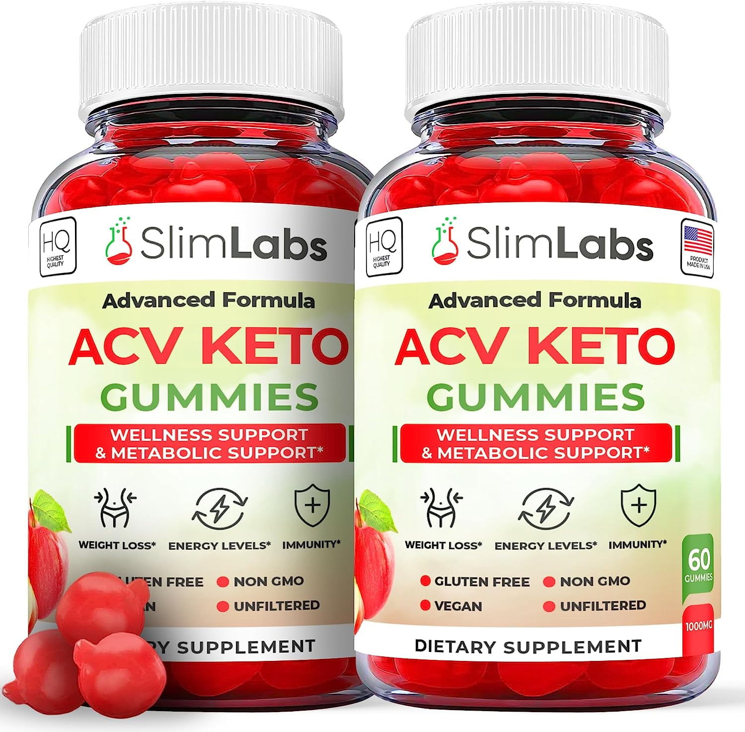 (2 Pack) Slim Labs Keto ACV Gummies - Supplement for Weight Loss ...