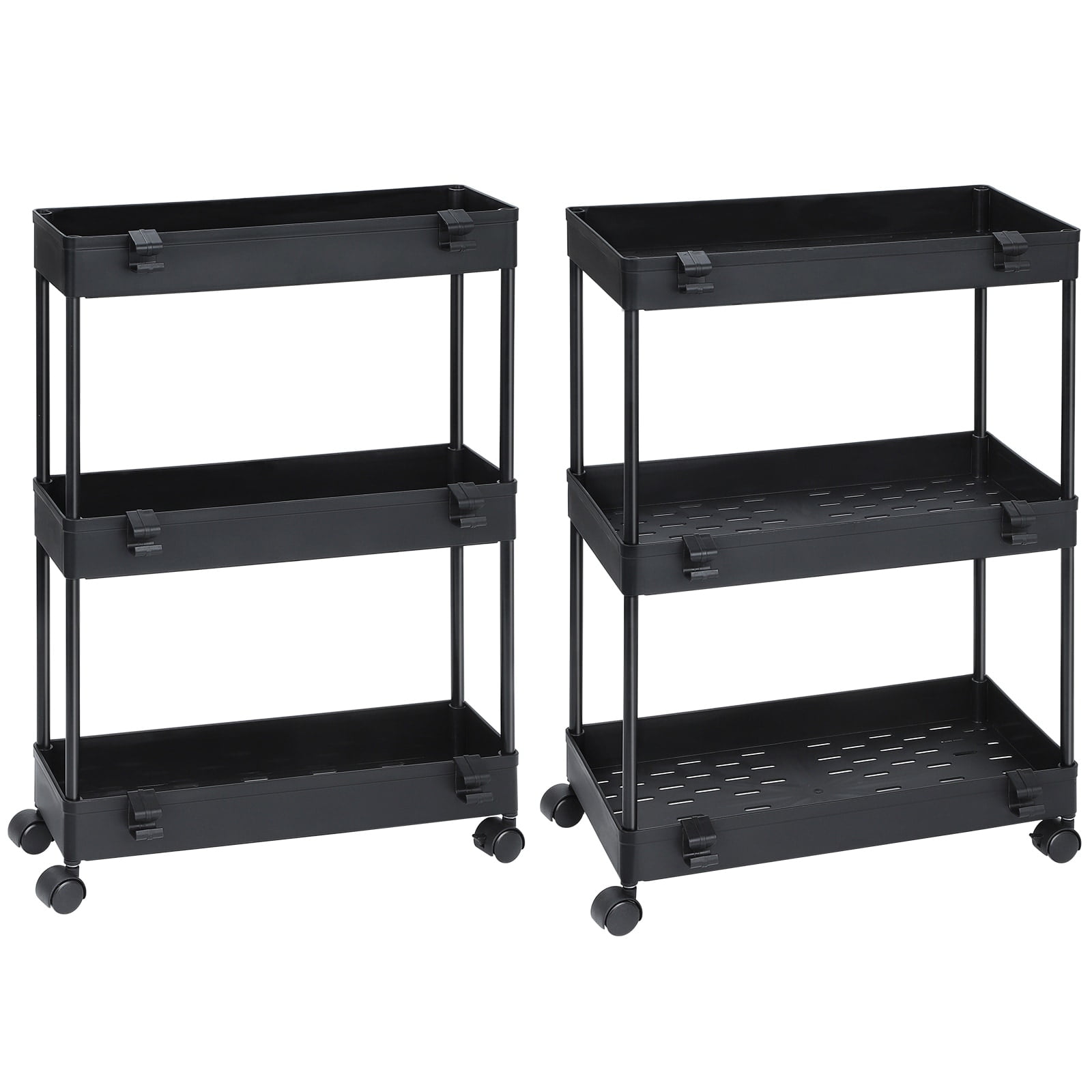 Essentials 2 Pack Slim Utility Rolling Cart, 3 Tier, Sturdy Storage ...