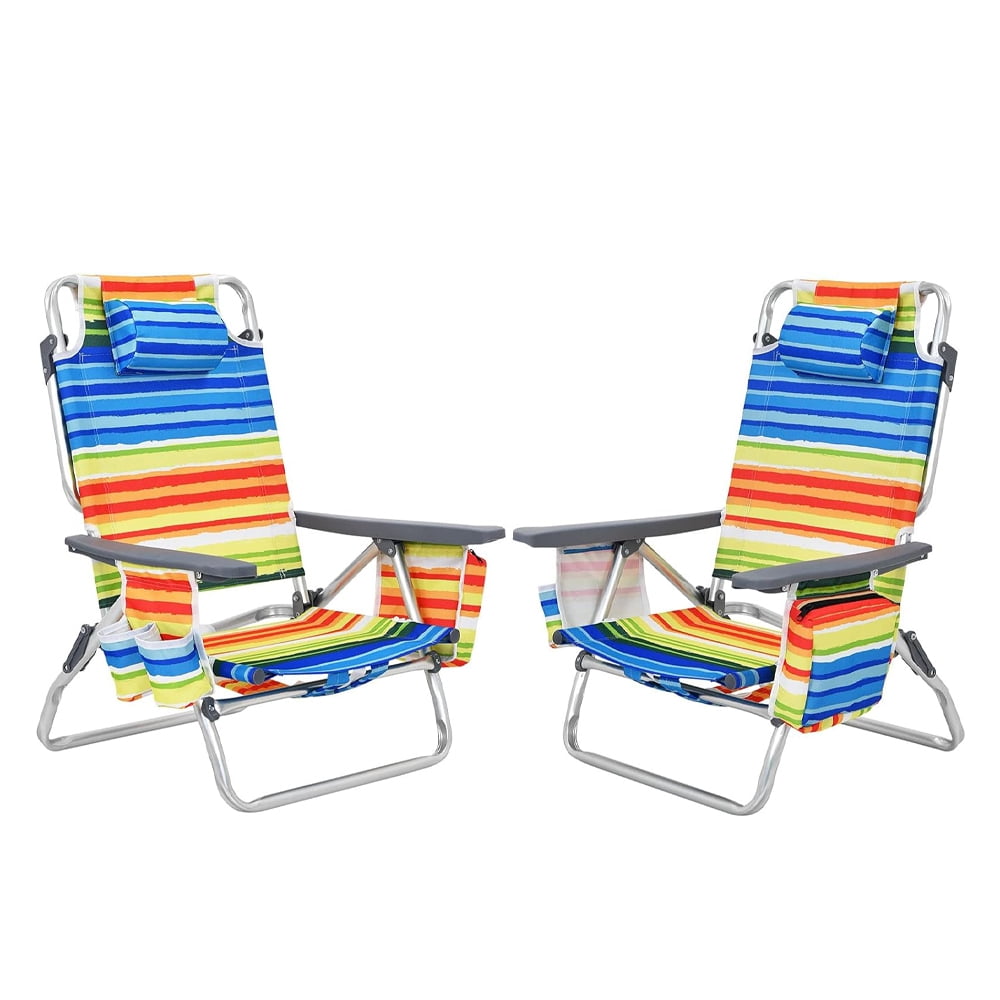 2-Pack Sling Beach Chair, Versatile Fishing Backpack Chairs with Towel ...