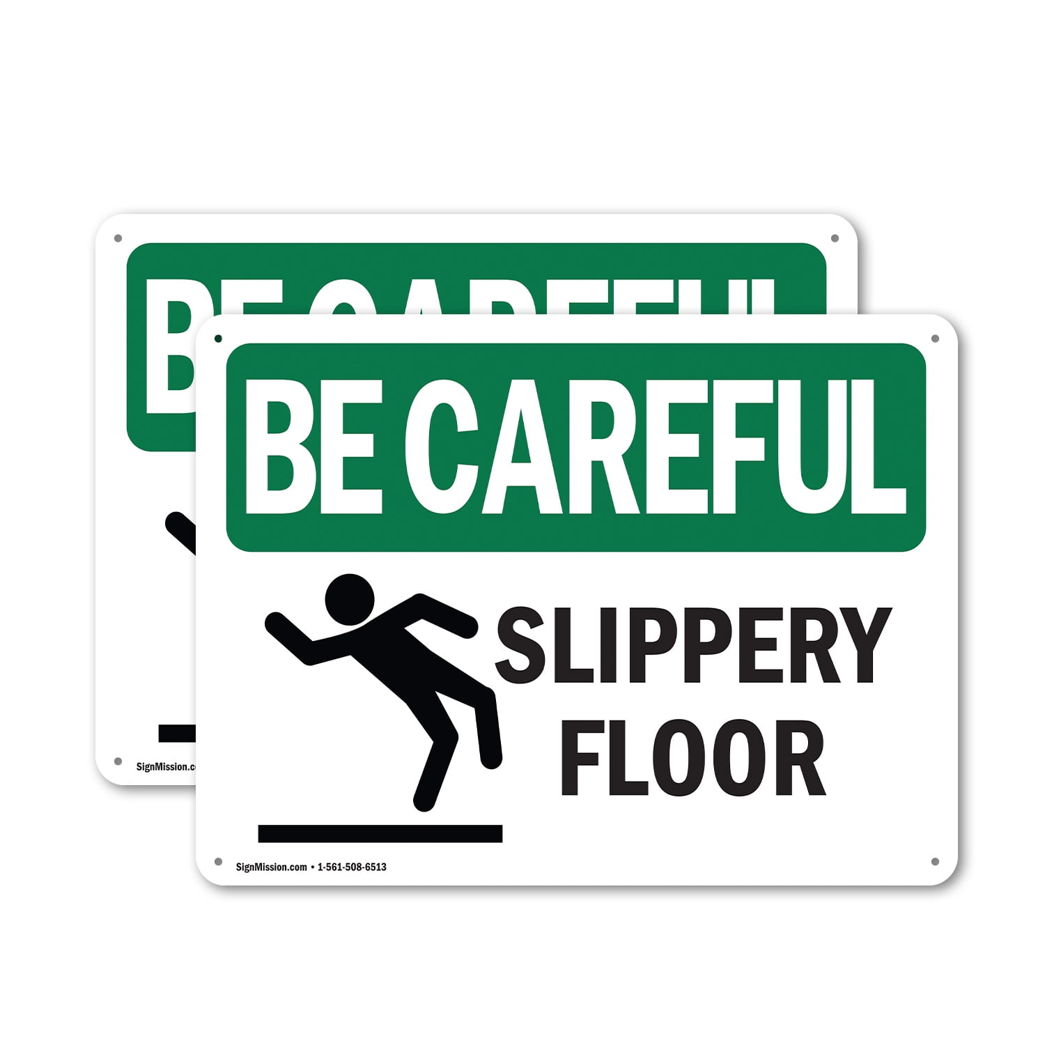 (2 Pack) Slippery Floor OSHA Be Careful Sign 24 Inch X 18 Inch Indoor ...