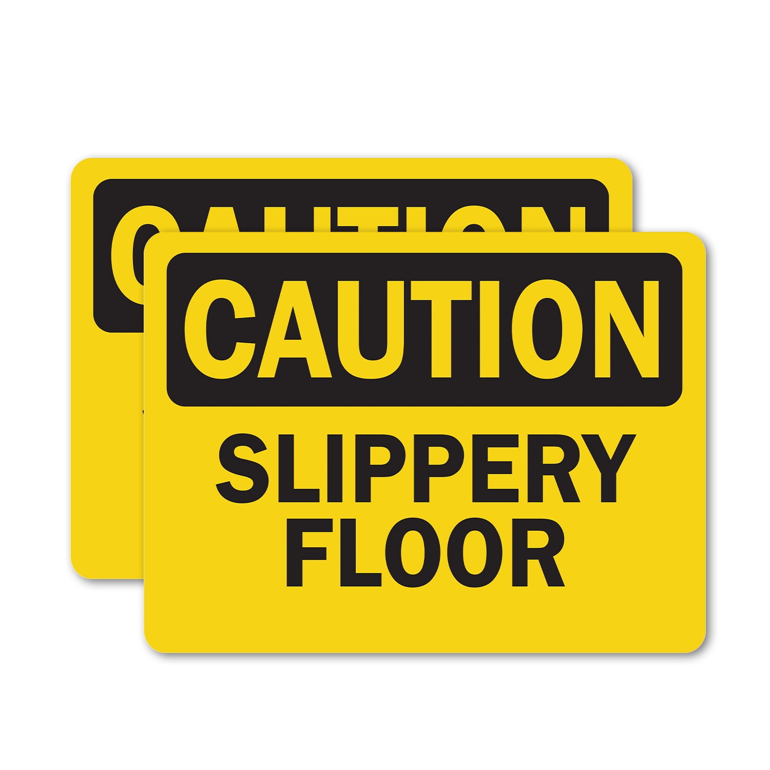 (2 Pack) Slippery Floor OSHA Caution Sign 14 Inch X 10 Inch Vinyl Label ...
