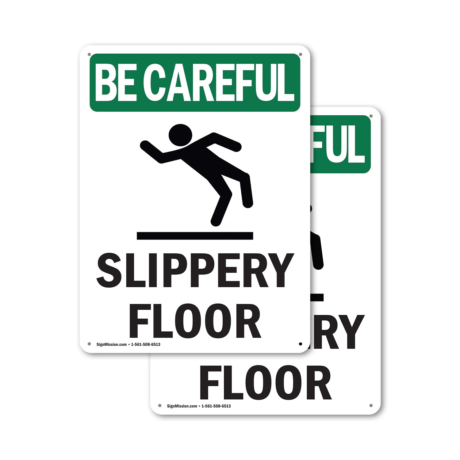 (2 Pack) Slippery Floor With Symbol OSHA Be Careful Sign 12 Inch X 18 ...