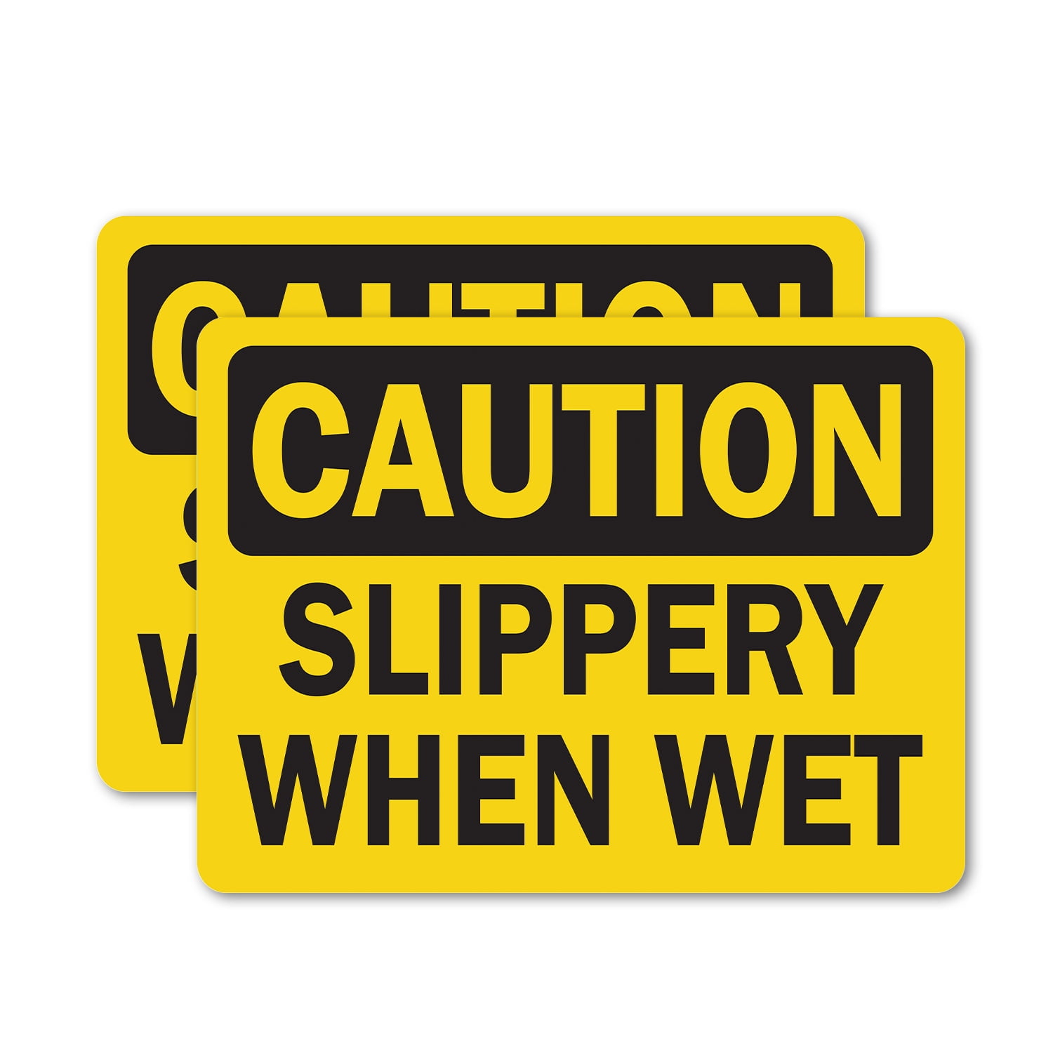 (2 Pack) Slippery When Wet OSHA Caution Sign 18 Inch X 12 Inch Vinyl ...