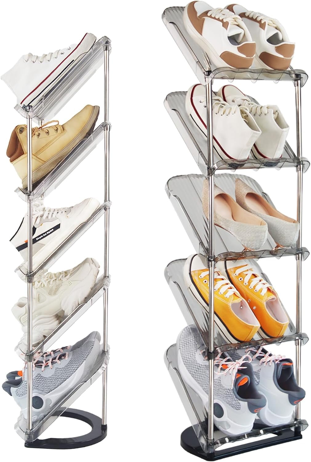 2 Pack Sloping Narrow Shoe Rack 5 Tiers - Free Standing Vertical Shoes ...