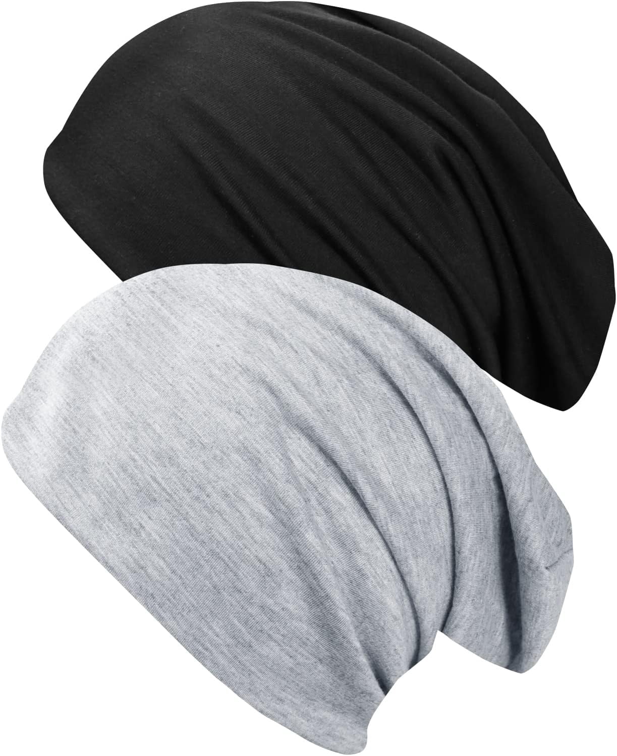 2 Pack Slouchy Beanie Cap for Women and Men, Thin Beanie Hat Baggy ...