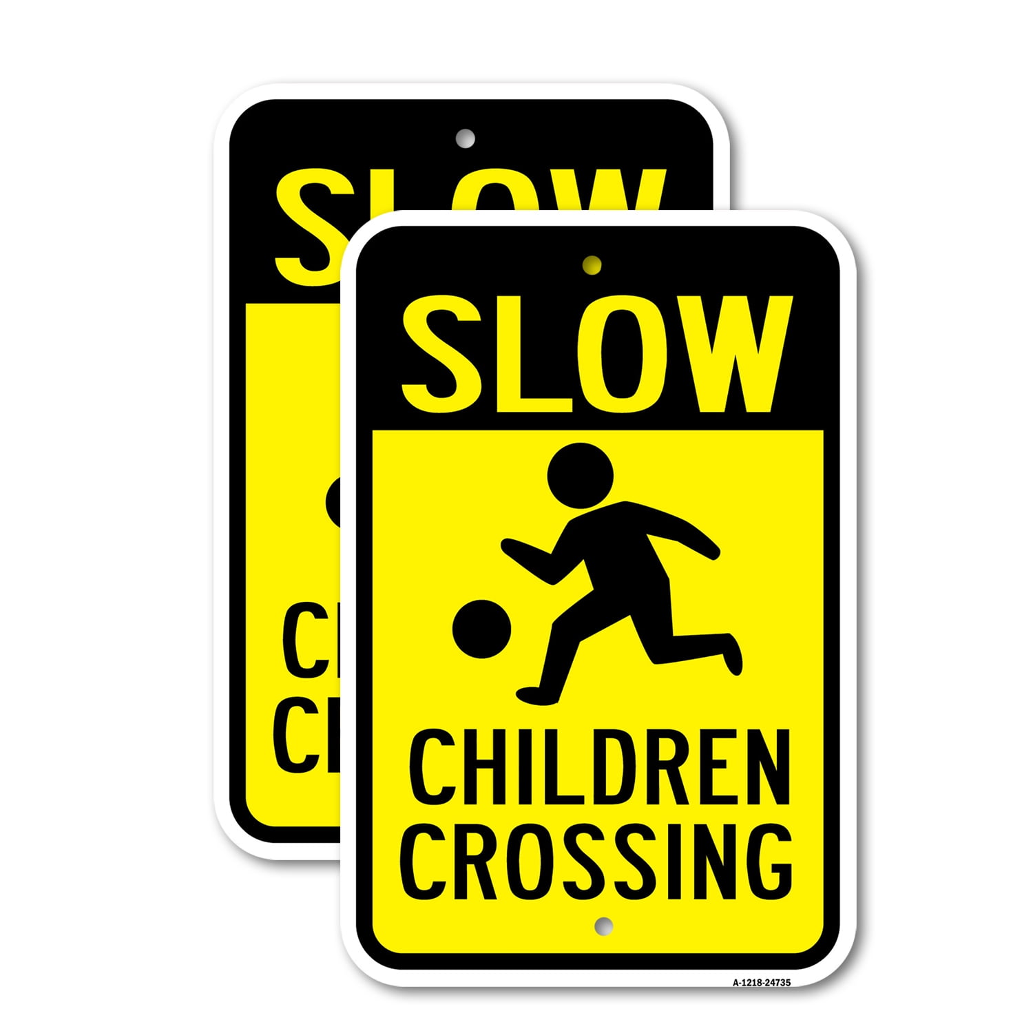 (2 Pack) Slow Children Crossing | 12" X 18" Heavy-Gauge Aluminum Sign ...