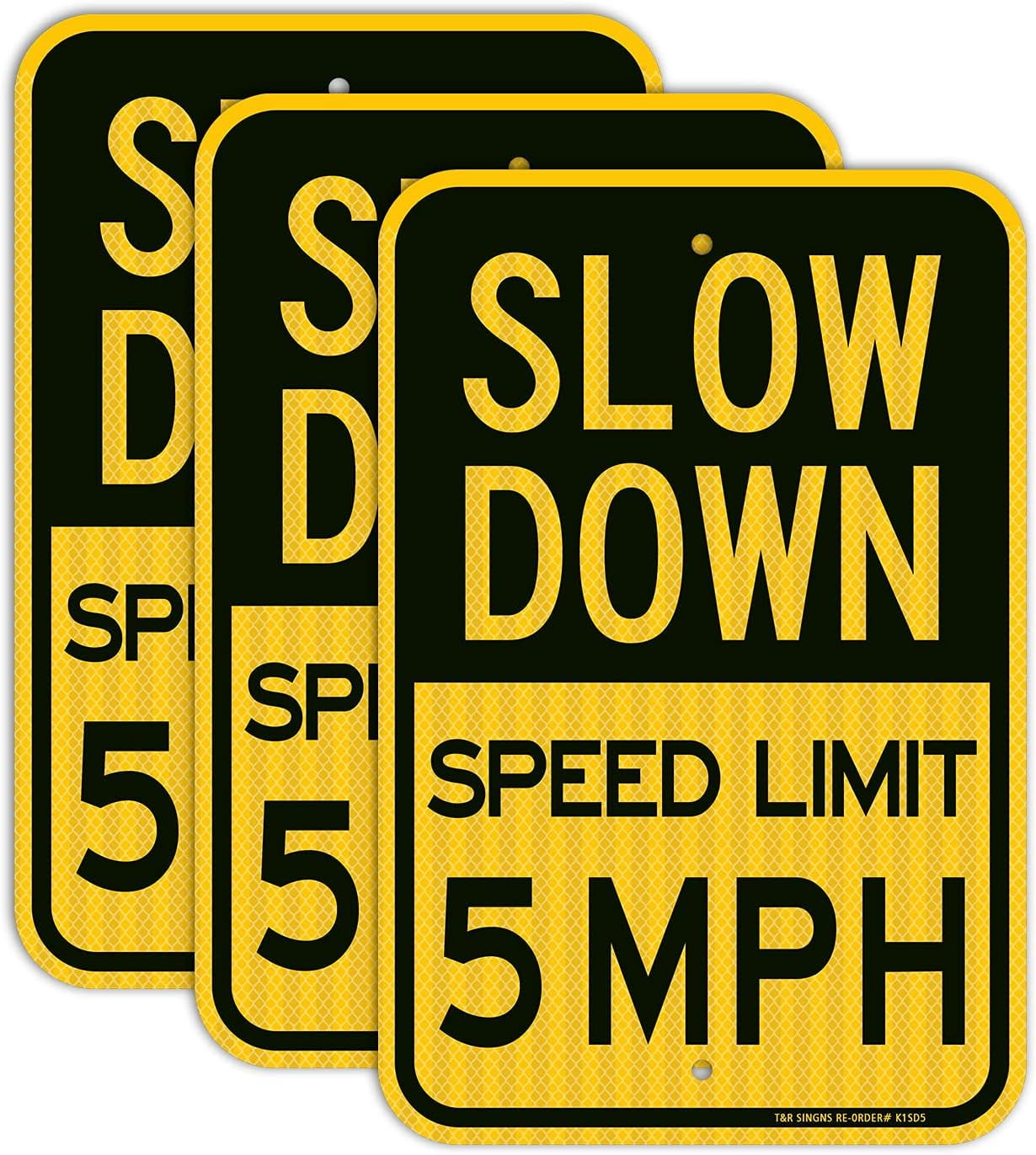 (2 Pack) Slow Down Speed Limit 5 MPH Sign, Slow Down Sign, 16" x 12 ...