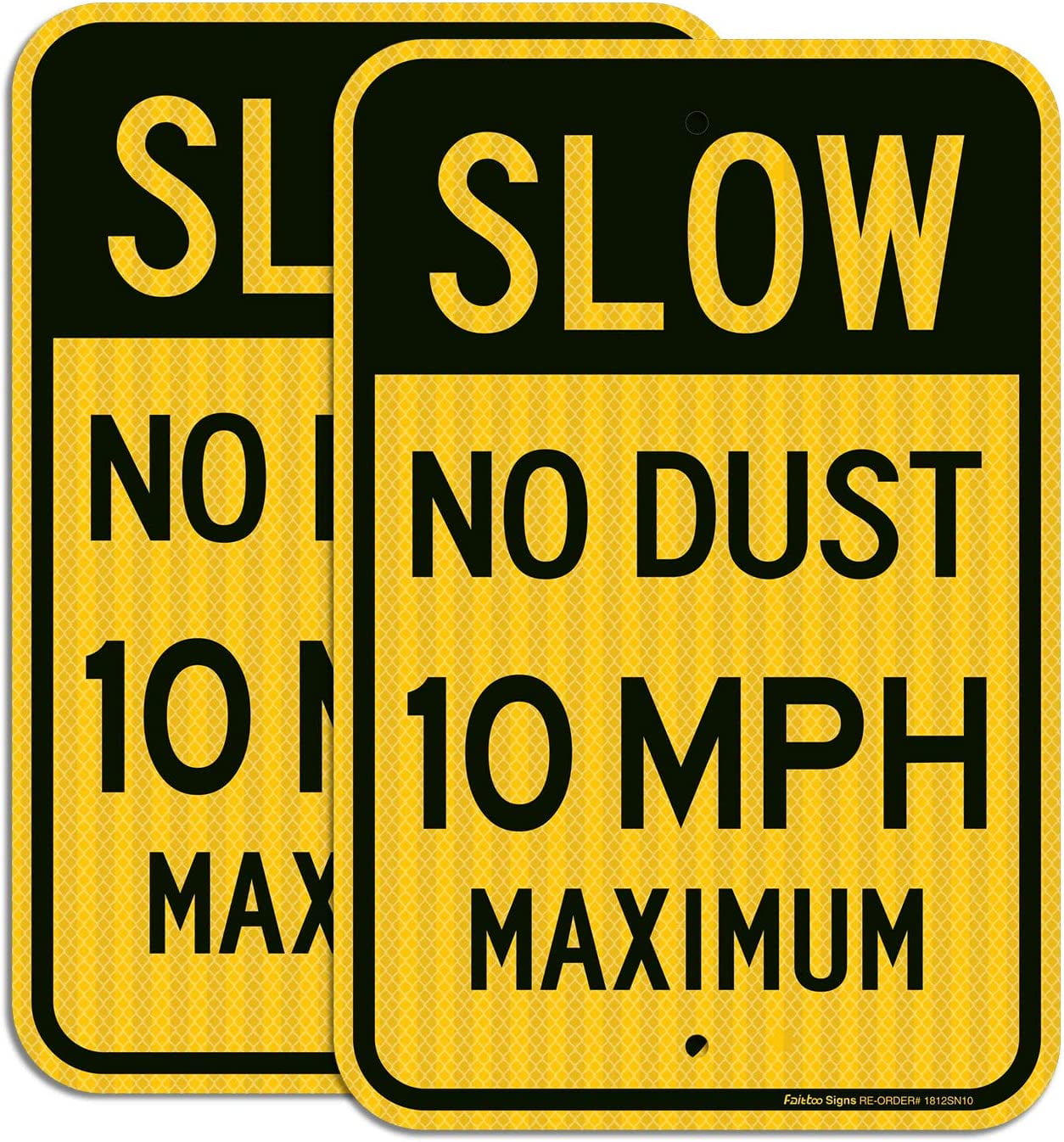 2 Pack Slow No Dust 10 MPH Maximum Sign, Speed Limit Sign 16 x 12 ...