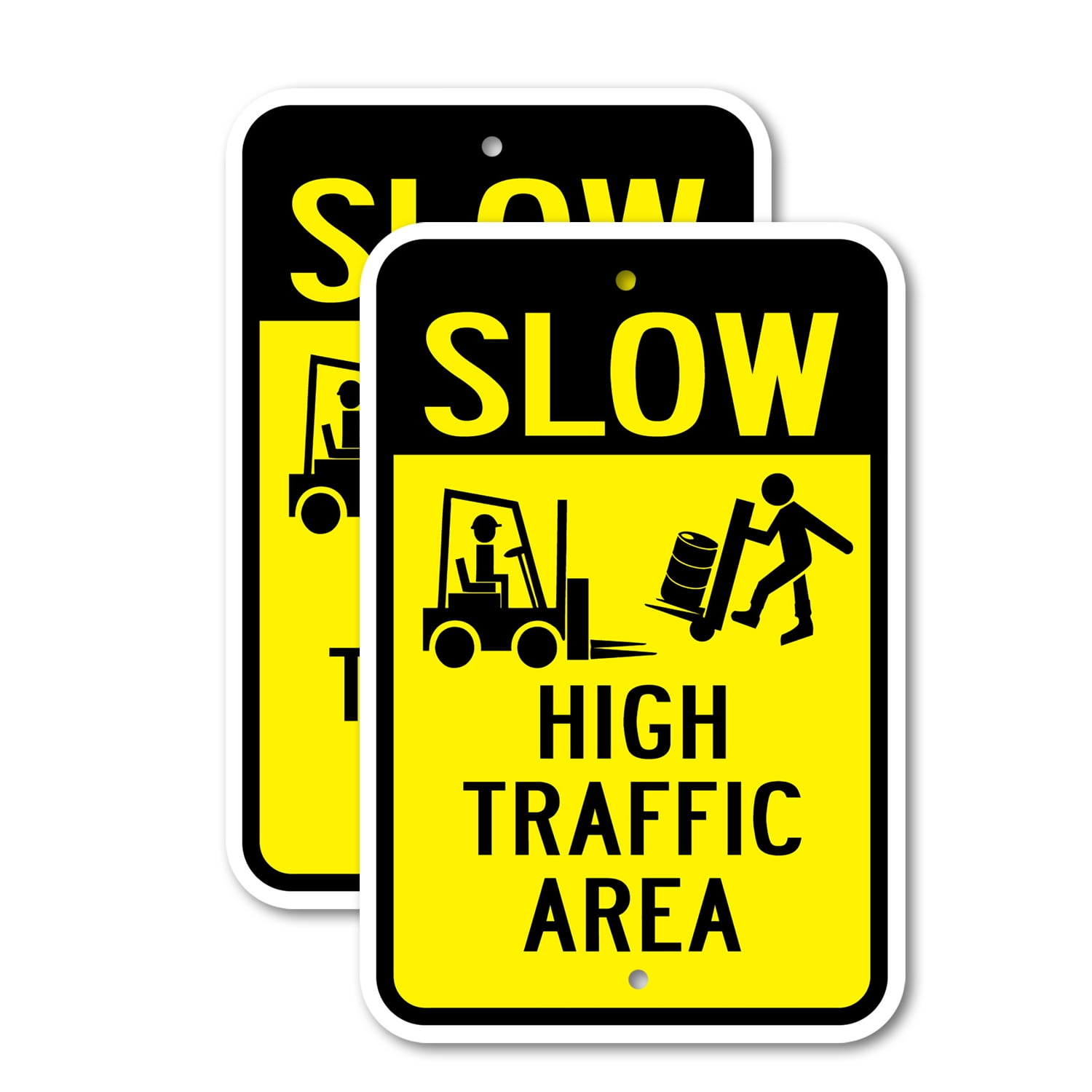 (2 Pack) Slow High Traffic Area | 12" X 18" Heavy-Gauge Aluminum Sign ...