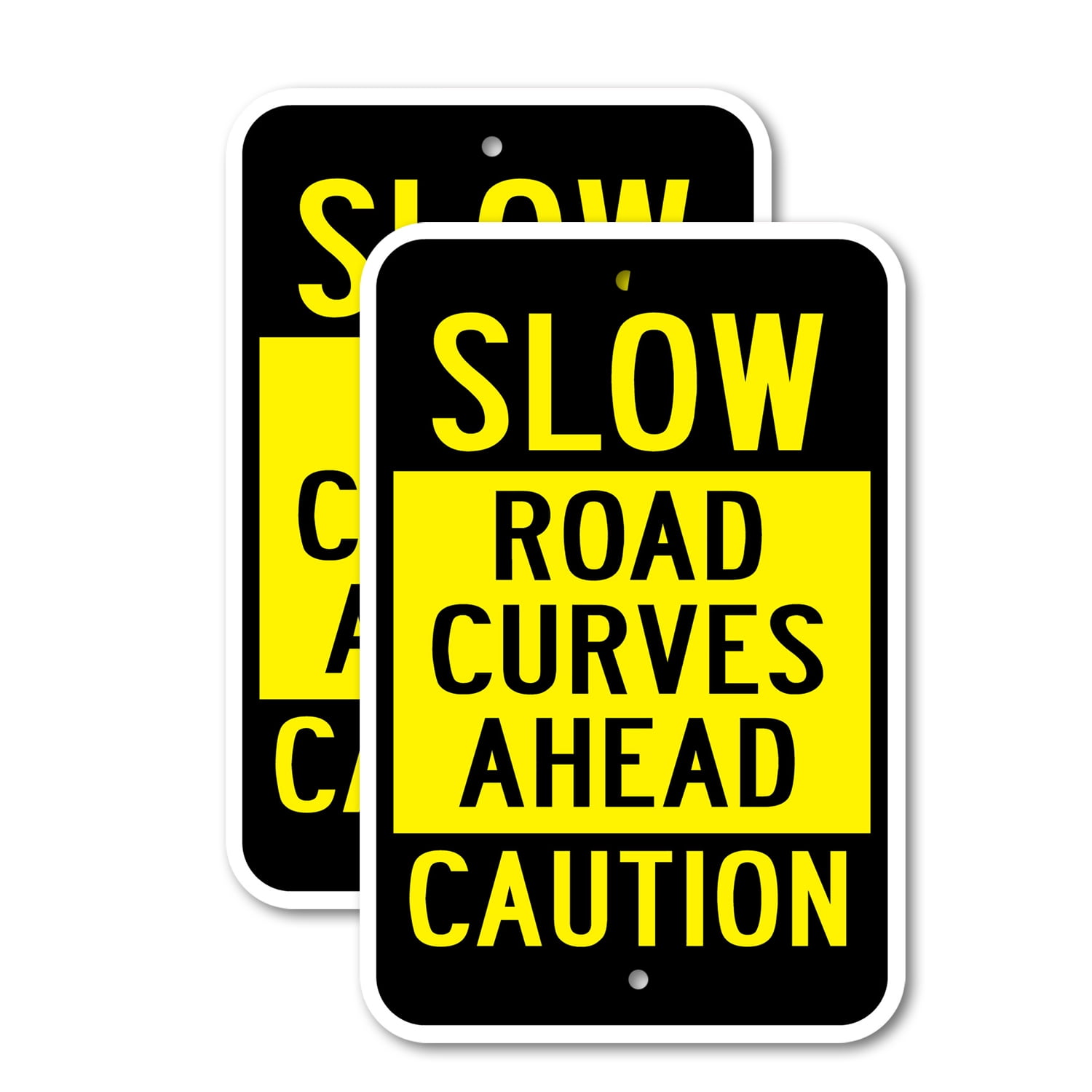 (2 Pack) Slow Road Curves Ahead | 18" X 24" Heavy-Gauge Aluminum Sign ...