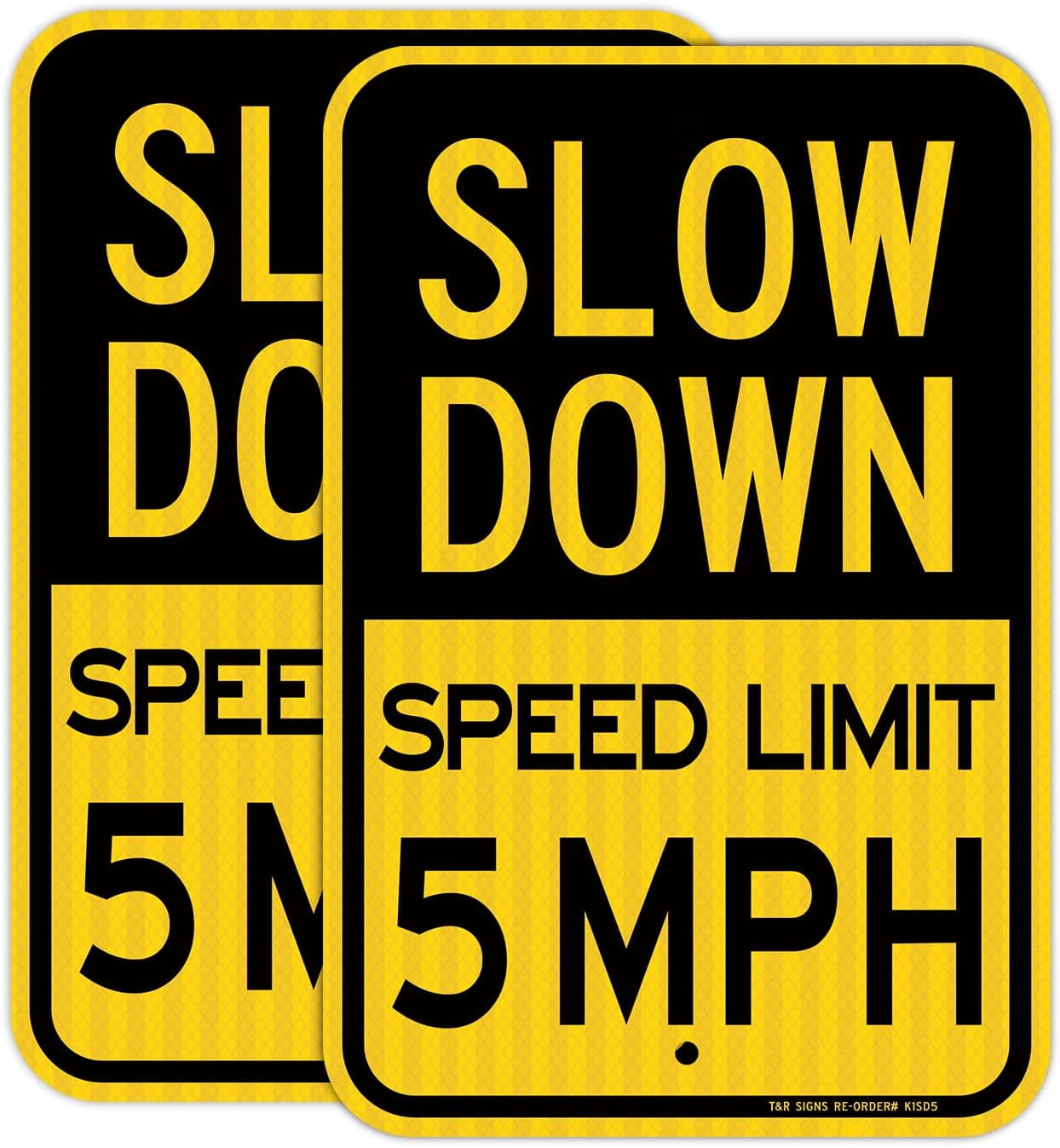 (2 Pack) Slow Down Speed Limit 5 MPH Sign, Slow Down Sign, 16" x 12 ...