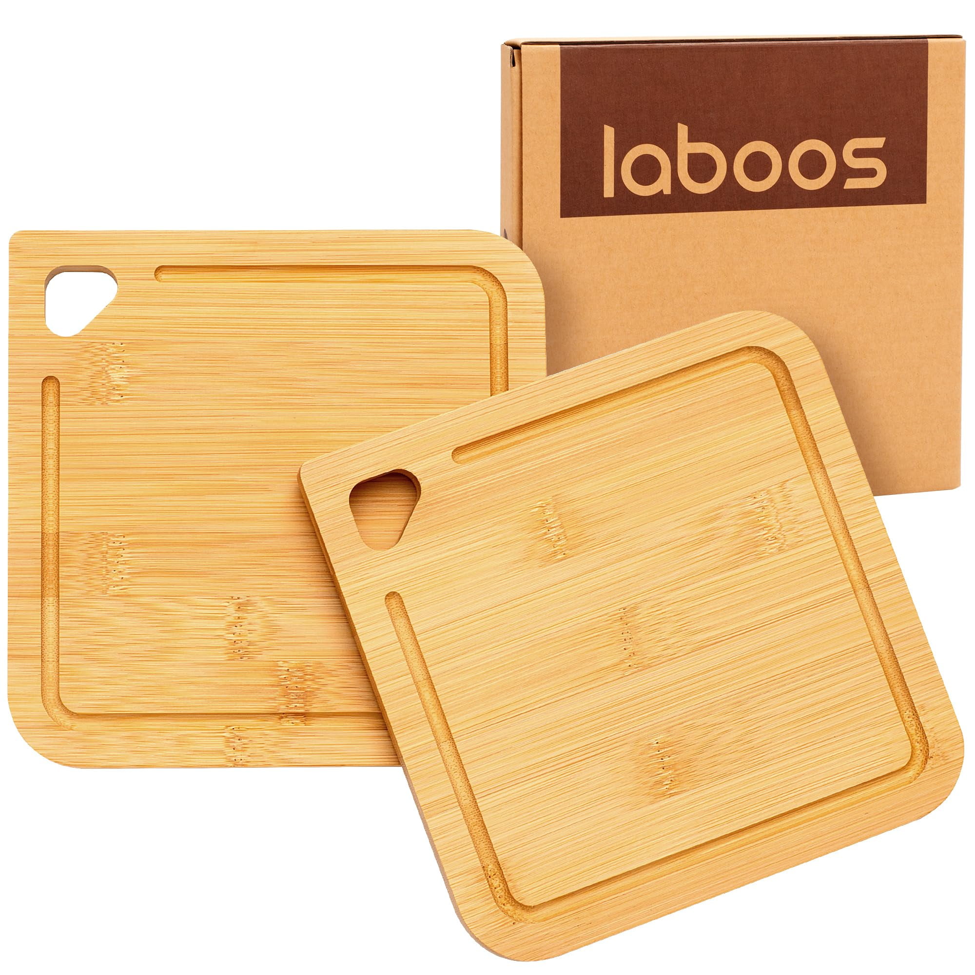 2-Pack Small Bamboo Cutting Boards with Juice Groove | 7x7 Inch Mini ...