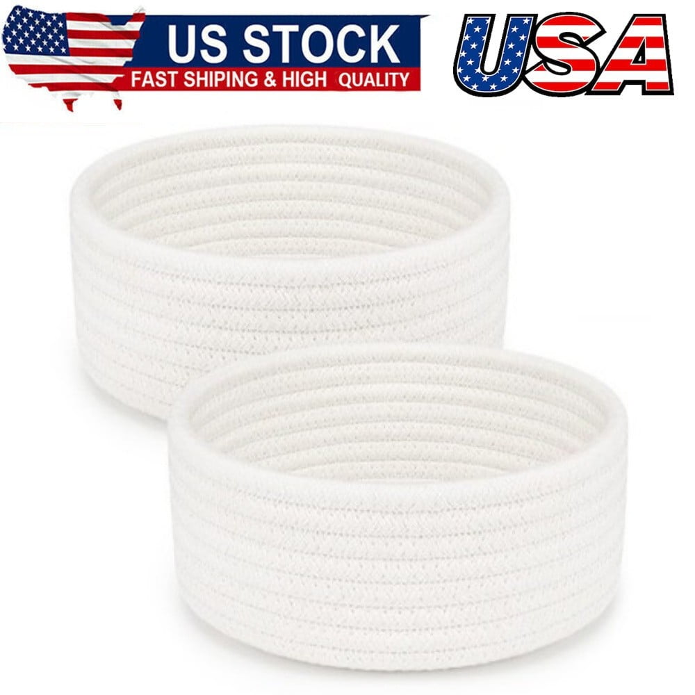 2 Pack Small Baskets, Cotton Rope Woven Basket, Cute Mini Tiny Storage ...