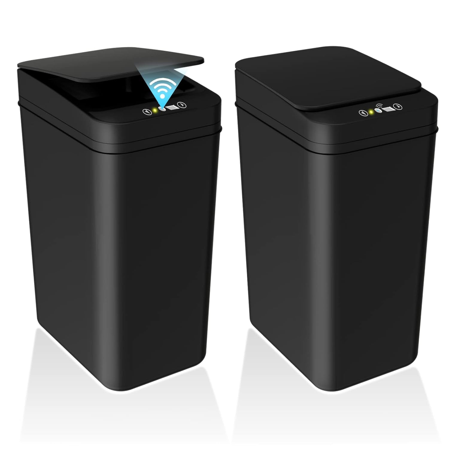 2-Pack Small Bathroom Trash Can with Lid, 2.2 Gallon Touchless ...